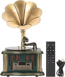 Retro Phonograph Record Player Bluetooth Speaker, Type C Rechargeable ...