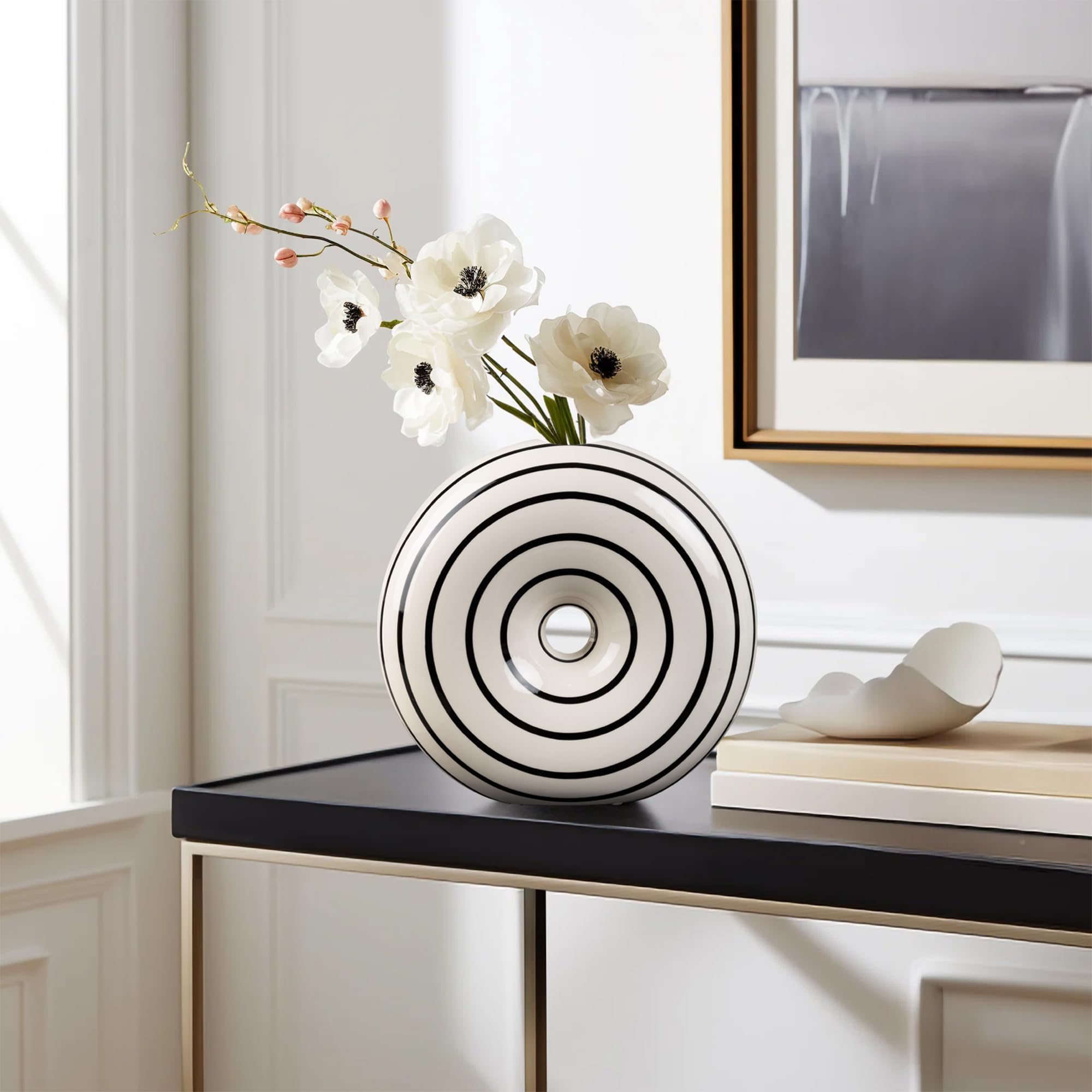 Amazon.com: Konstera Ceramic Large Donut Vase, Hand Painted Glossy ...