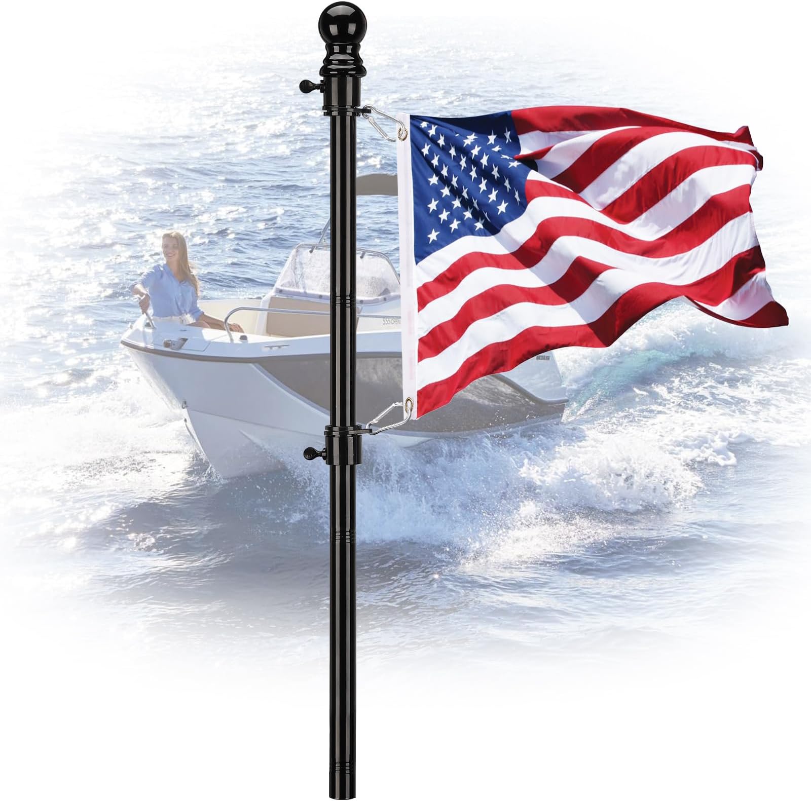 Amazon.com : Gisafai 4 Pcs 18" Boat Flag Pole Kit with American Flag ...