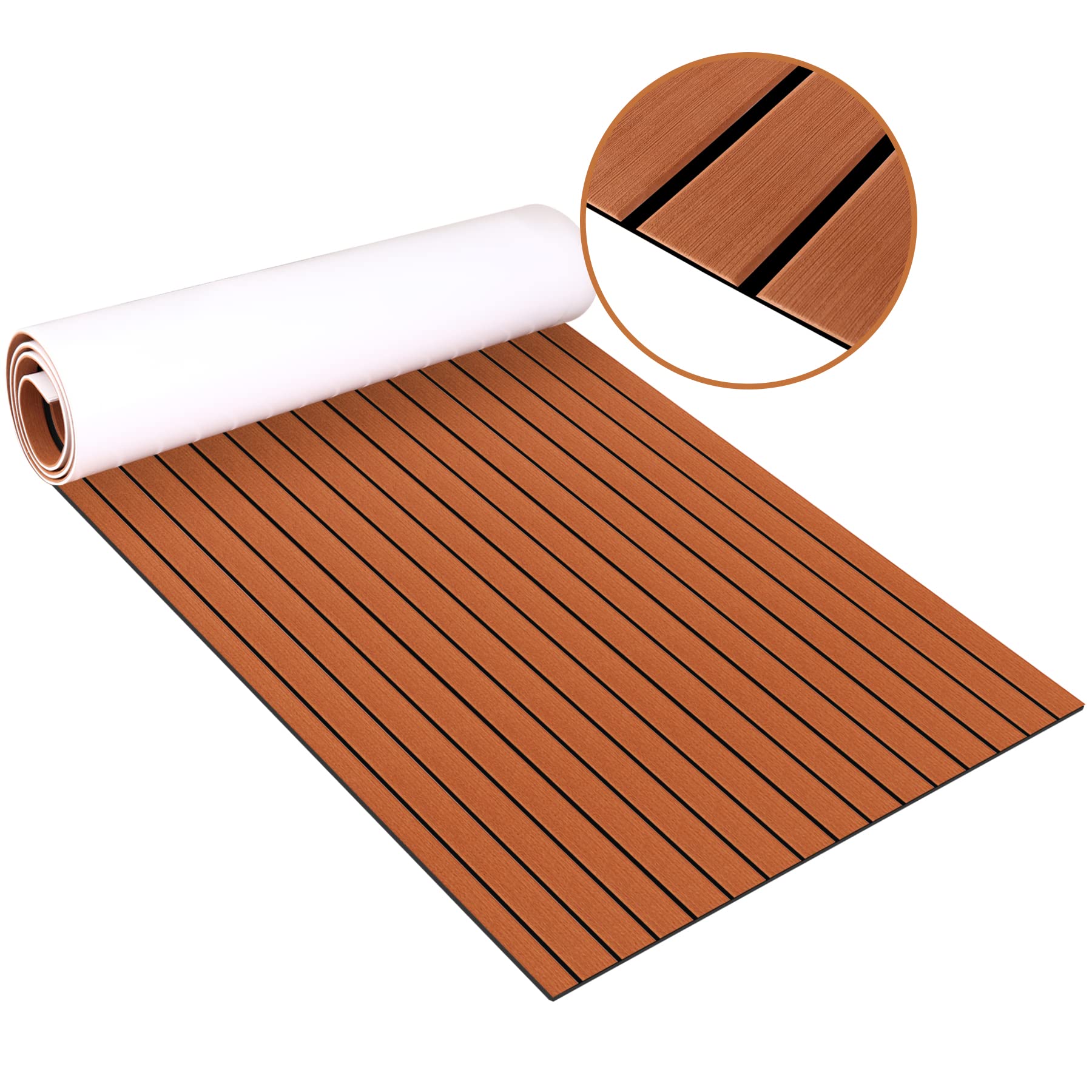 Buy EVA Foam Teak Floor Decking Sheet 94.5''x36'', Non-Skid-Self ...