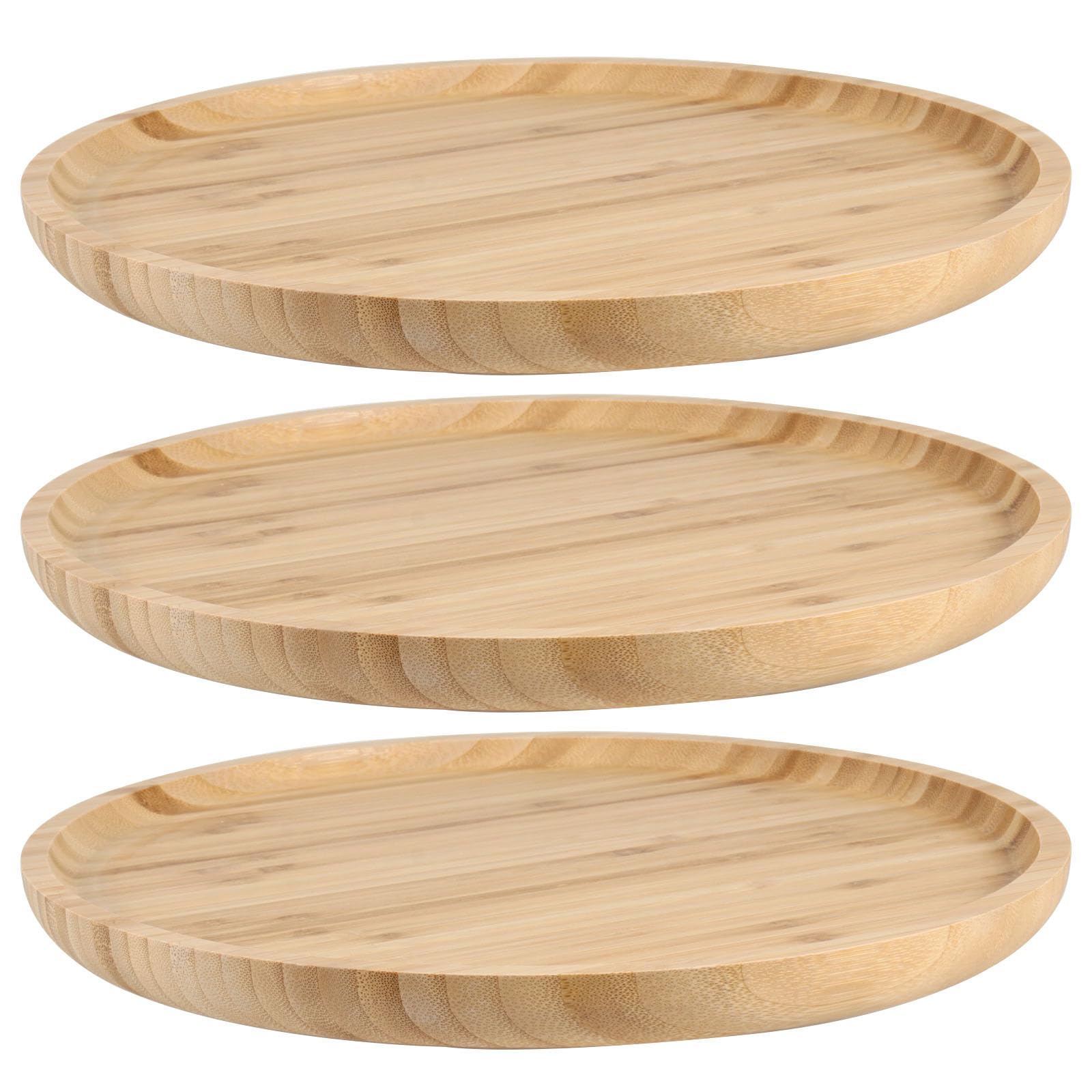 Amazon.com: ZEONHEI 3 PCS 12 Inch Round Bamboo Tray, Bamboo Serving ...