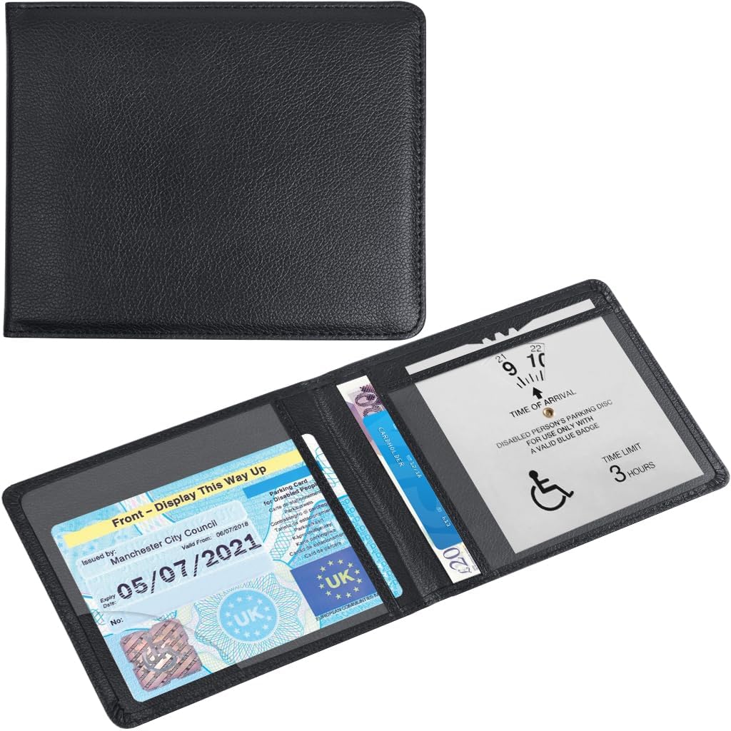 ZGTS Disabled Blue Badge and Timer Holder PU Leather Blue Badge Holder ...
