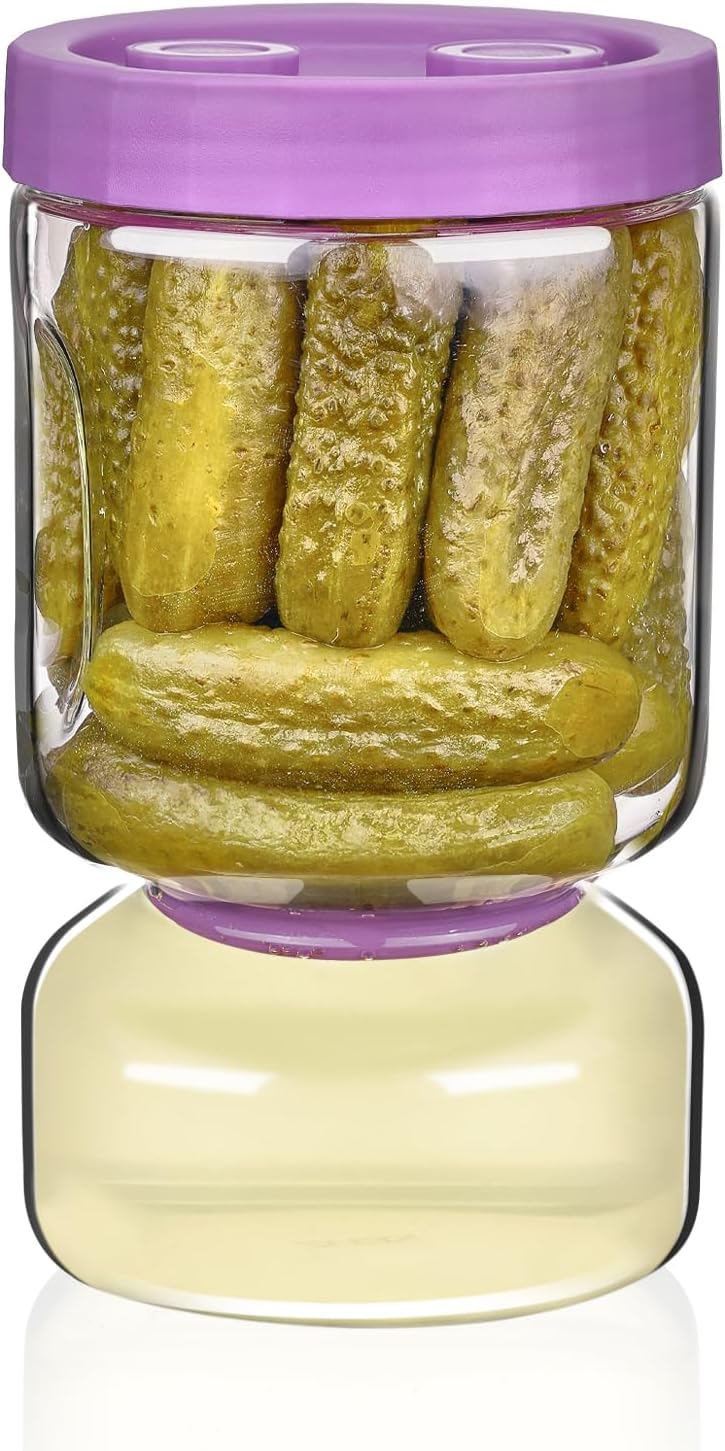 ZENS Pickle Jar with Strainer Flip, 51oz Pickle Container Pickle Juice ...