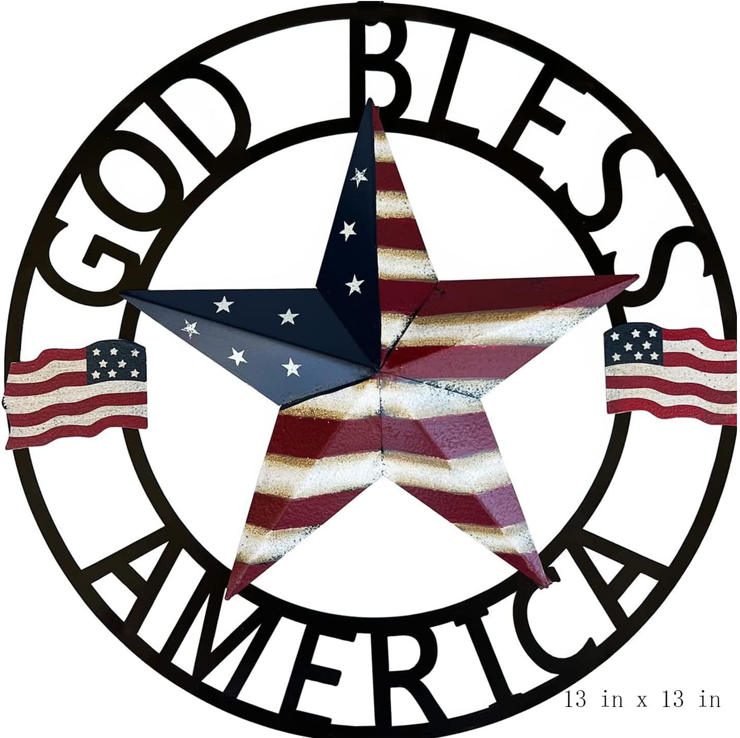 Amazon.com: Round Metal Star Wreath for Door Decoration,American Flag ...