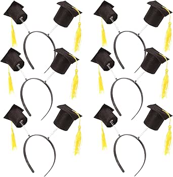 Amazon.com: Needzo 2025 Graduation Bopper Headbands, Mini Grad Caps ...
