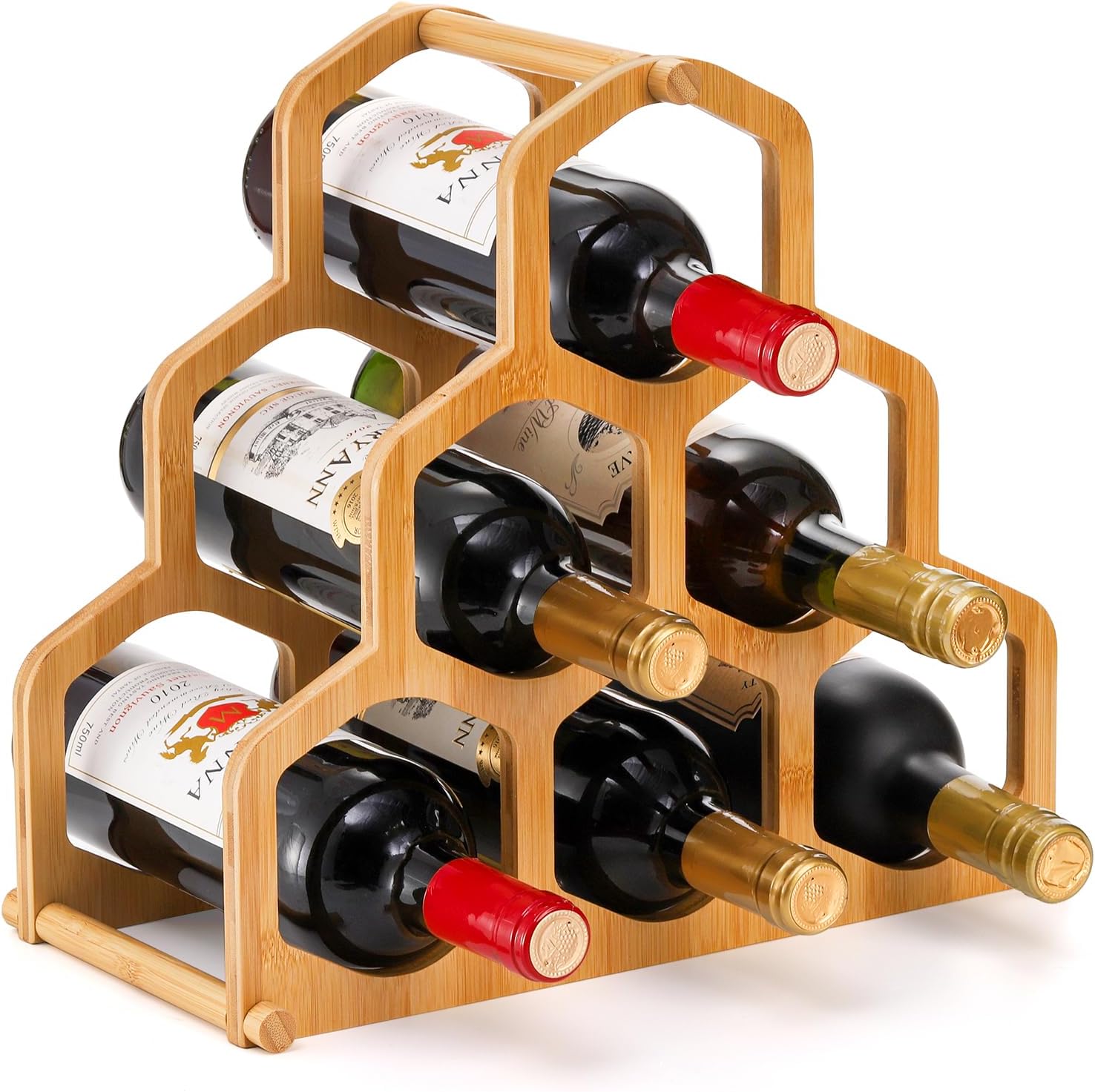 Amazon.com: ROYALHOUSE Bamboo Wine Rack 3 Compartments (Assembly ...