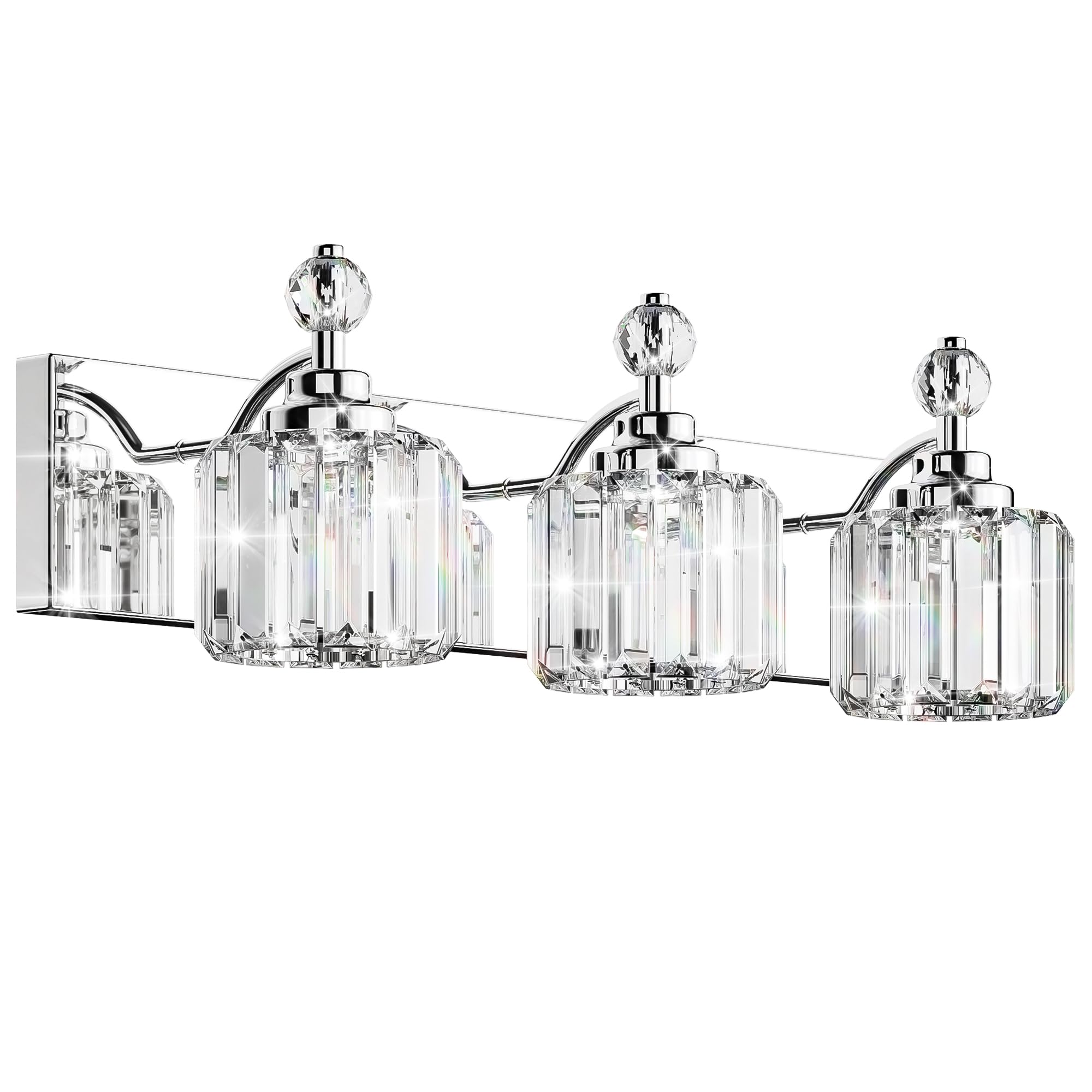 Espird Modern Crystal Bathroom Vanity Lights - 3-Light Stainless Steel ...