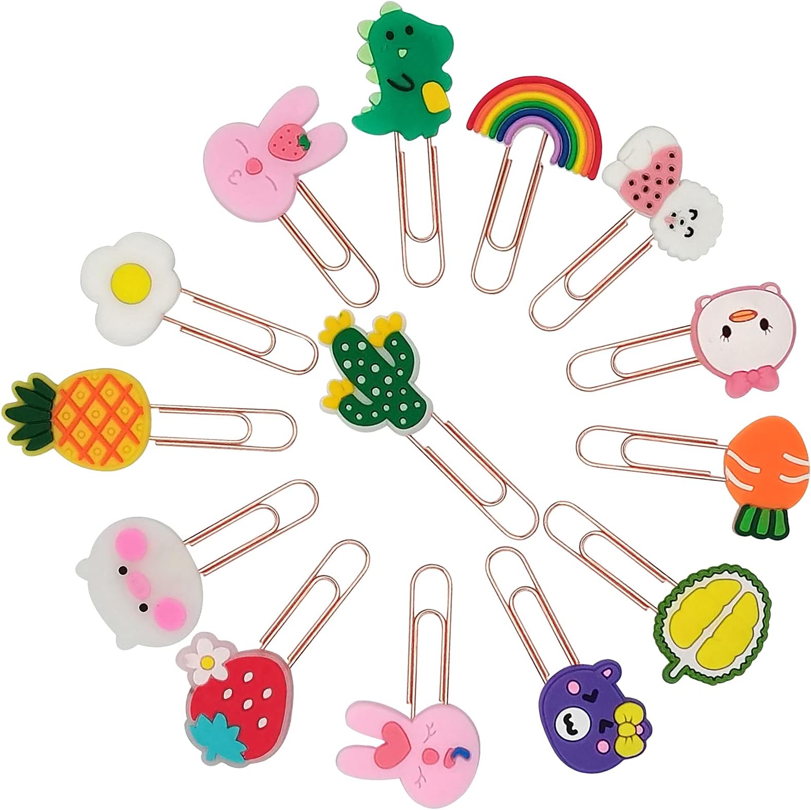 Amazon.com: yueton 24PCS Cartoon Paper Clips Cute Animal Fruit Flower ...