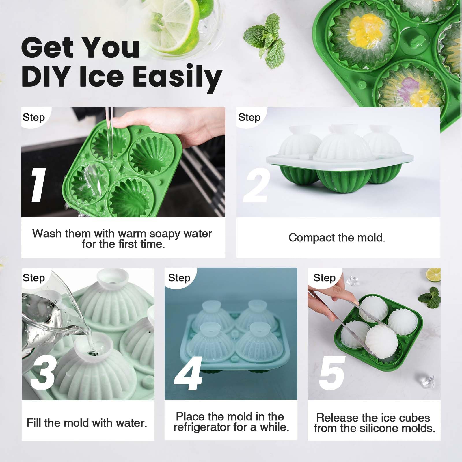 Snapklik.com : KOOC Ice Cube Tray,3D Cactus Ice Shape