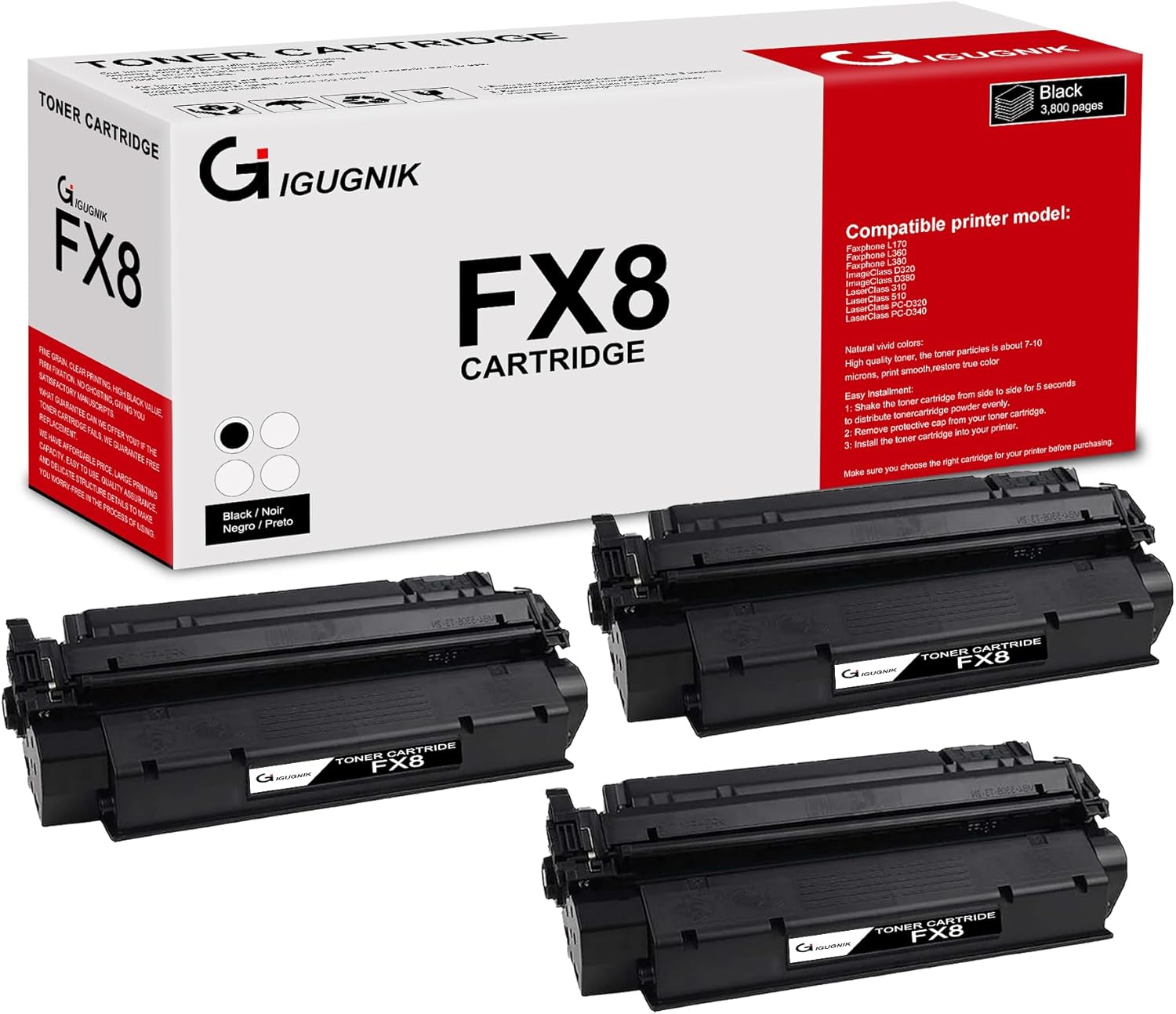 Amazon.com: 3 Pack FX8 8955A001 Black Toner Cartridge Compatible FX8 ...