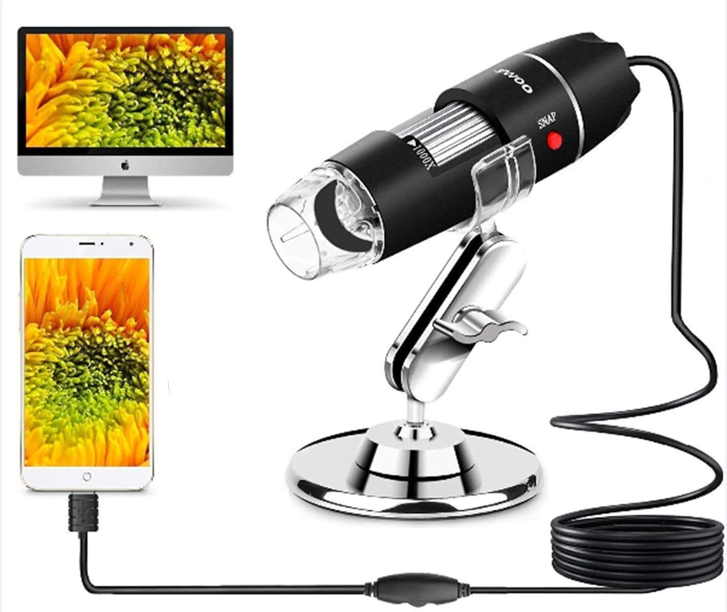 Loadfckcer USB Microscope 1000 x Zoom 1080P Digital Mini Microscope ...