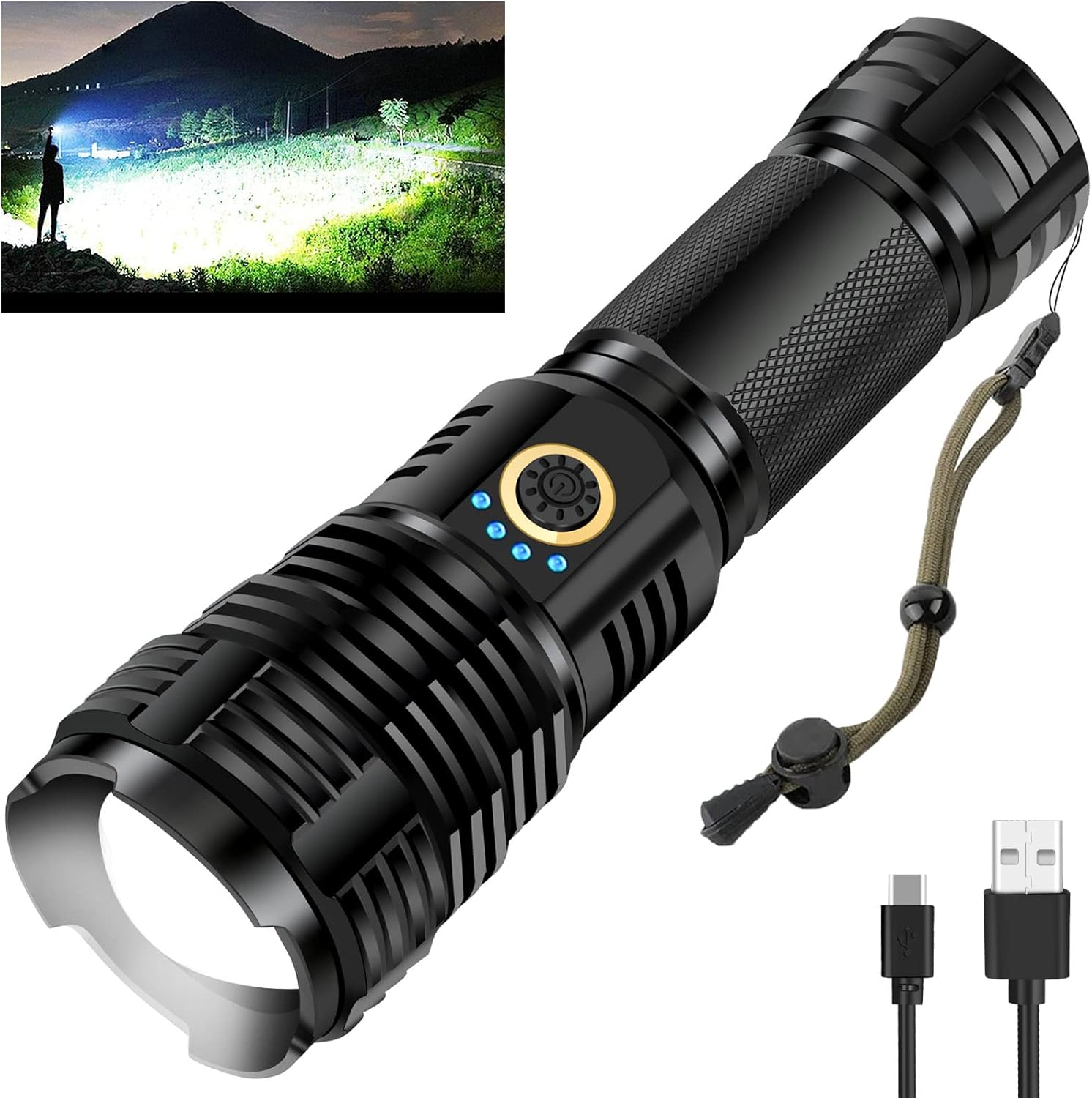 OMALIGHT LED Rechargeable Flashlights High Lumens, 150000 Lumens Super ...