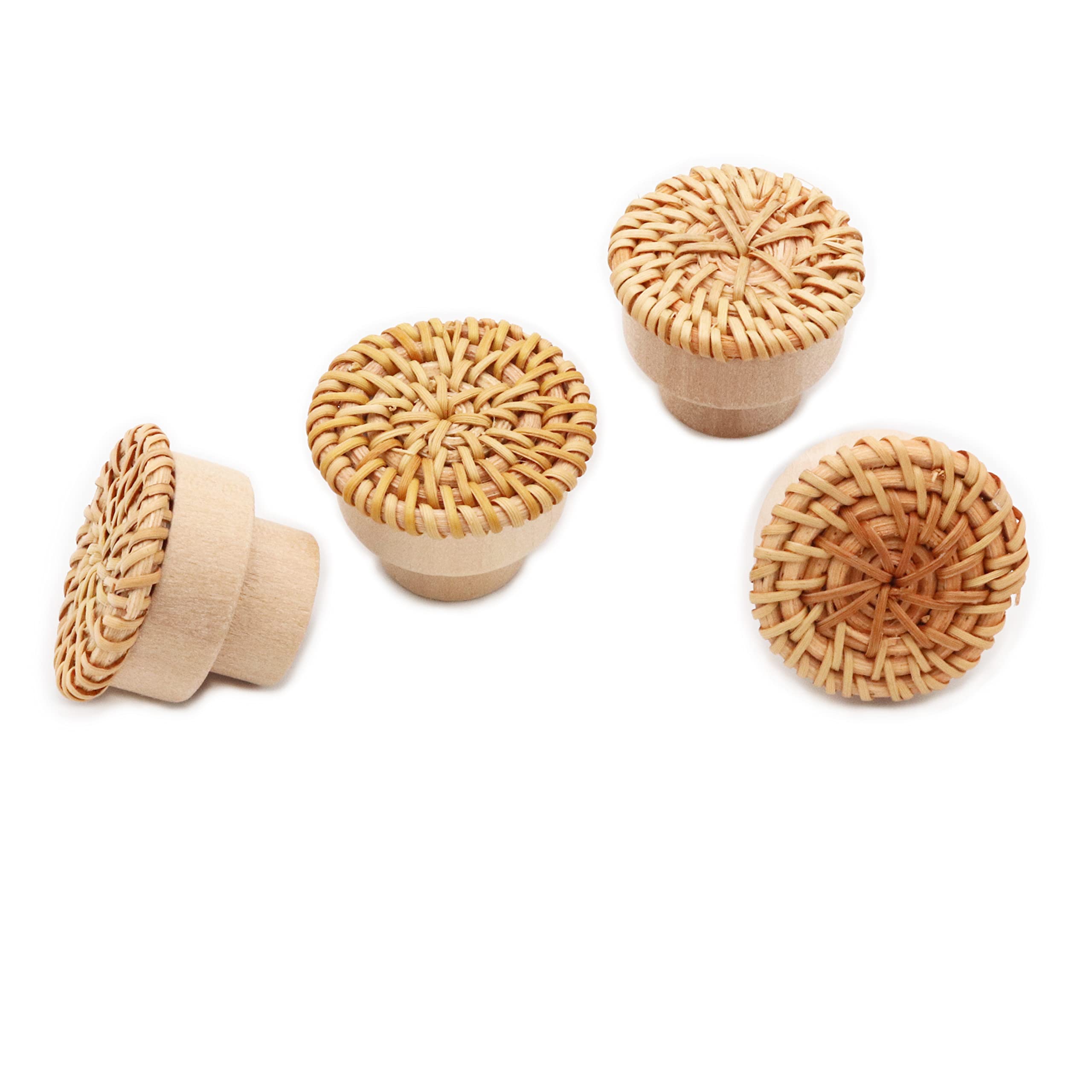 SCXCLY 6 Pack Wood Knobs, Modern Simplicity Style Round Cabinet Knobs ...