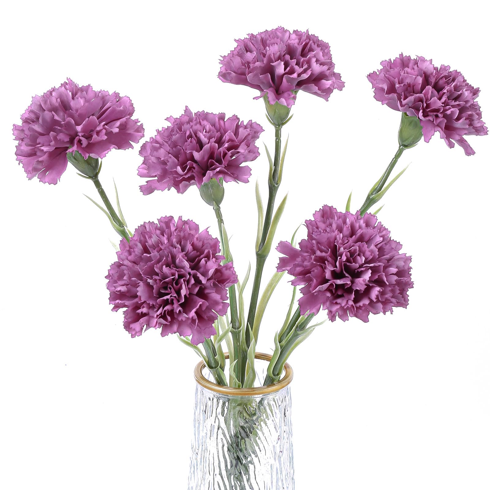 DuHouse Real Touch Artificial Carnation Flowers 6pcs, Silk Faux Flowers ...