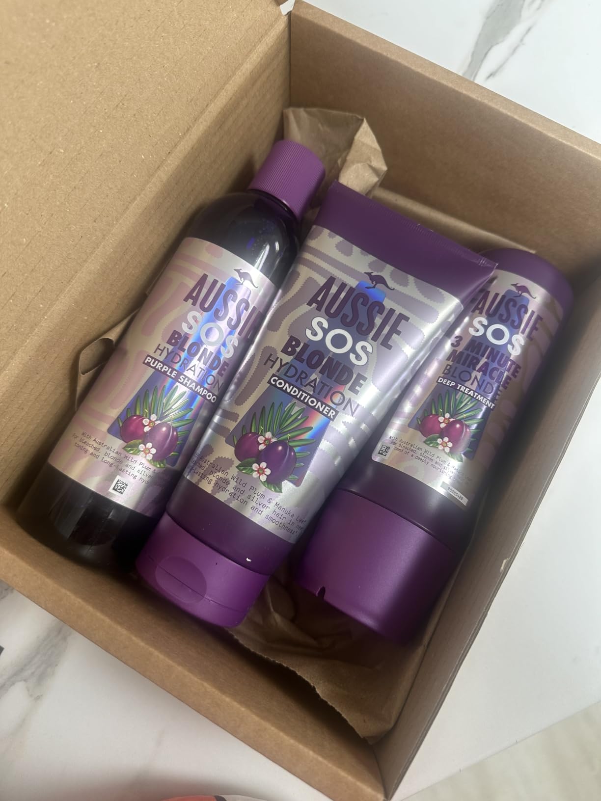 Aussie Blonde Hydration Vegan Purple Shampoo, Conditioner And 3 Minute ...