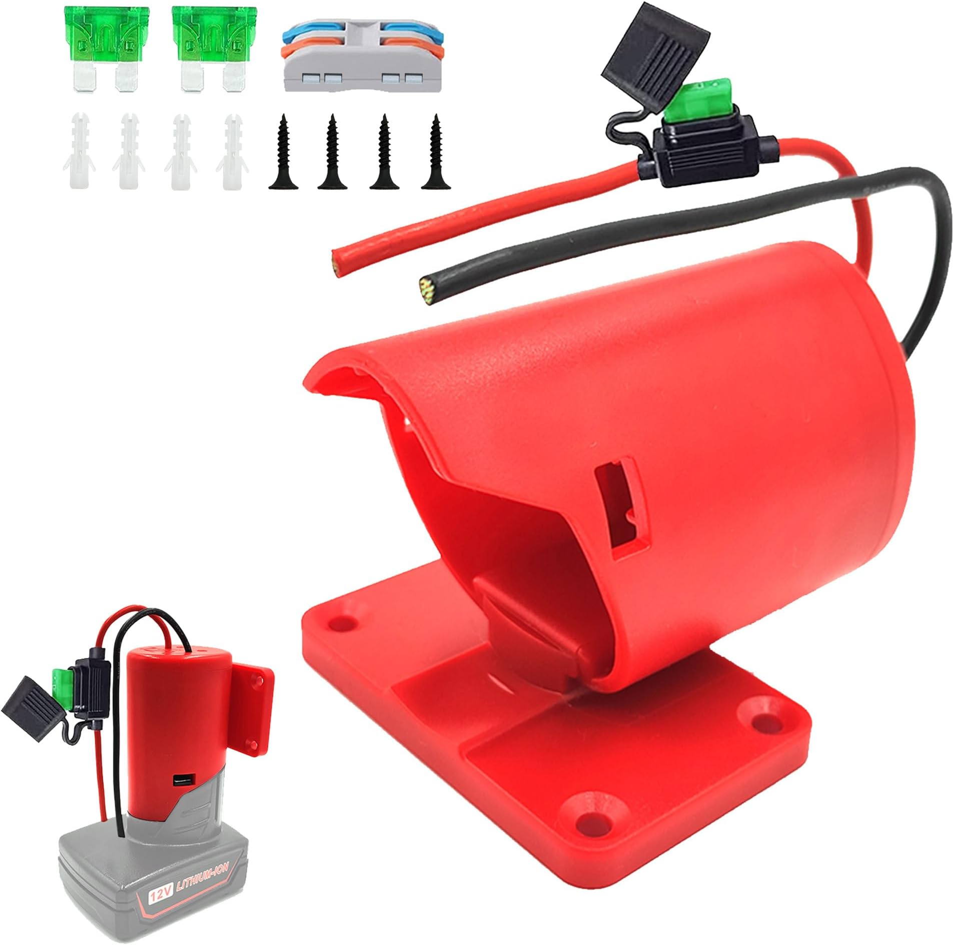 Amazon.com: 12v Battery Adapter, with Fuse and Wire Terminal,Battery ...