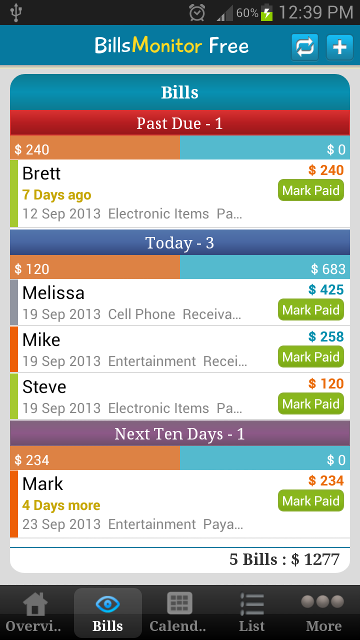 Bills Monitor Free - App on Amazon Appstore