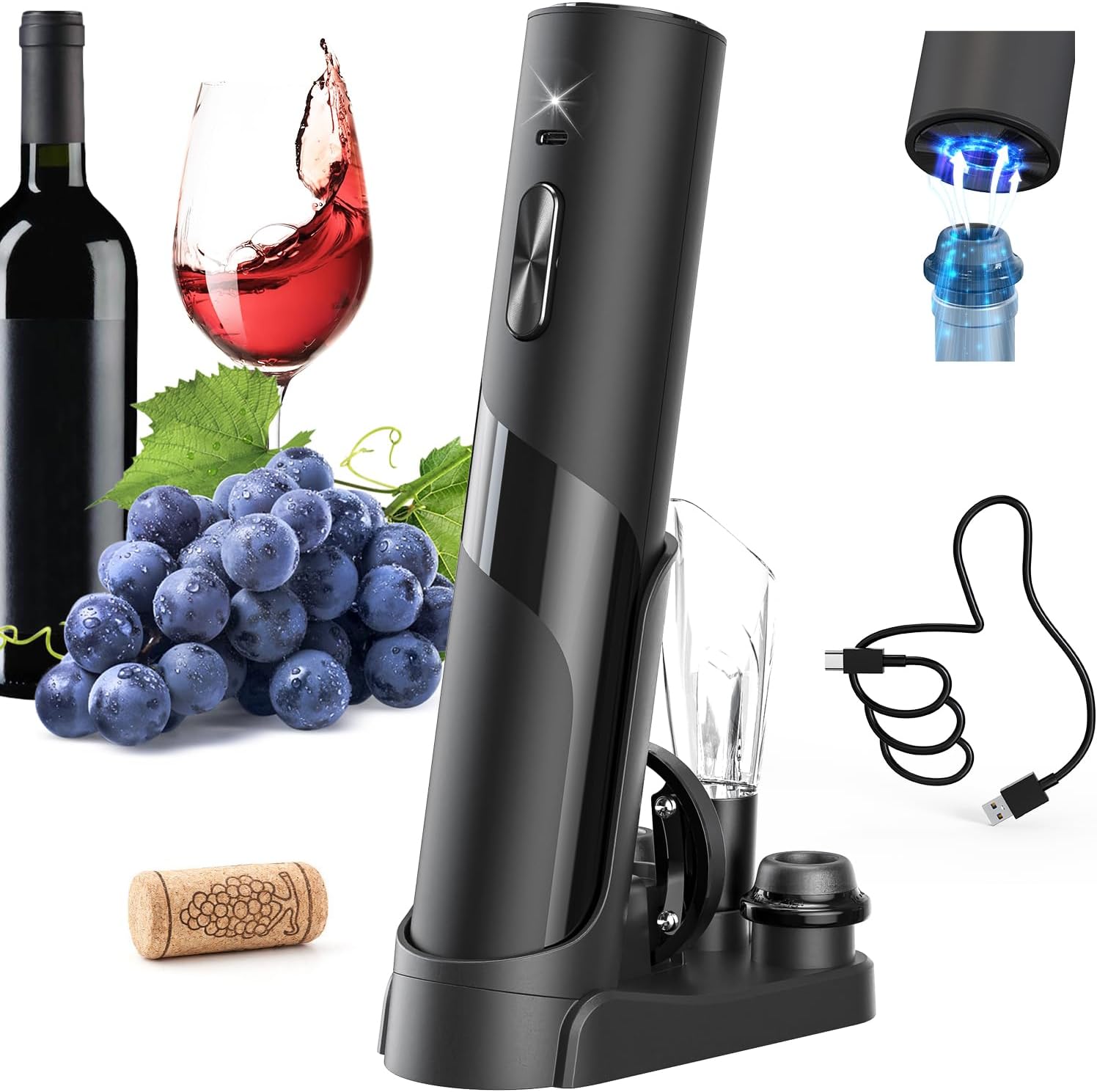 Amazon.com: Electric Wine Opener Set-5-in-1 Premium Wine Opener Kit ...