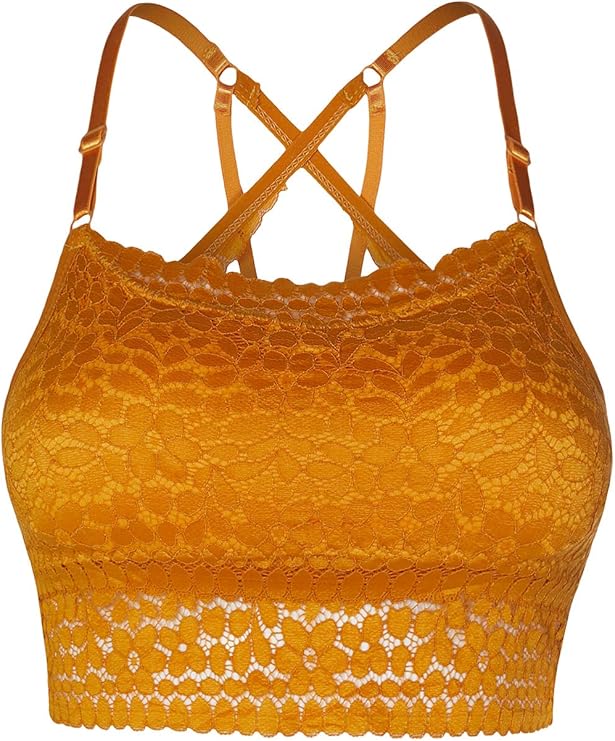 LE3NO Womens Sexy Floral Lace Bralette Top with Adjustable Straps and ...