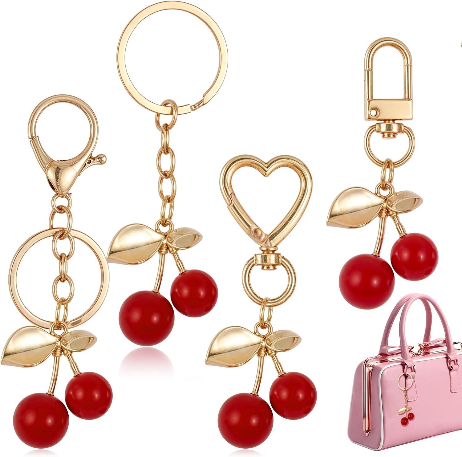 JJUNW 4 Pcs Cherry Keychains, Cherry Charm Cute Bag Charms for Handbags ...