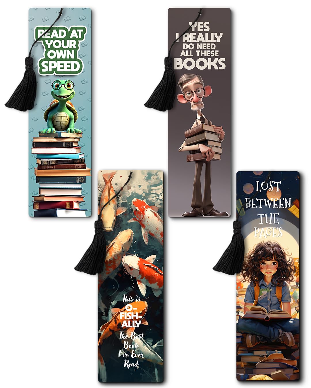 Lentikart 3D Lenticular Bookmark Set of 4| 2 x 6.6 in with Tassel ...