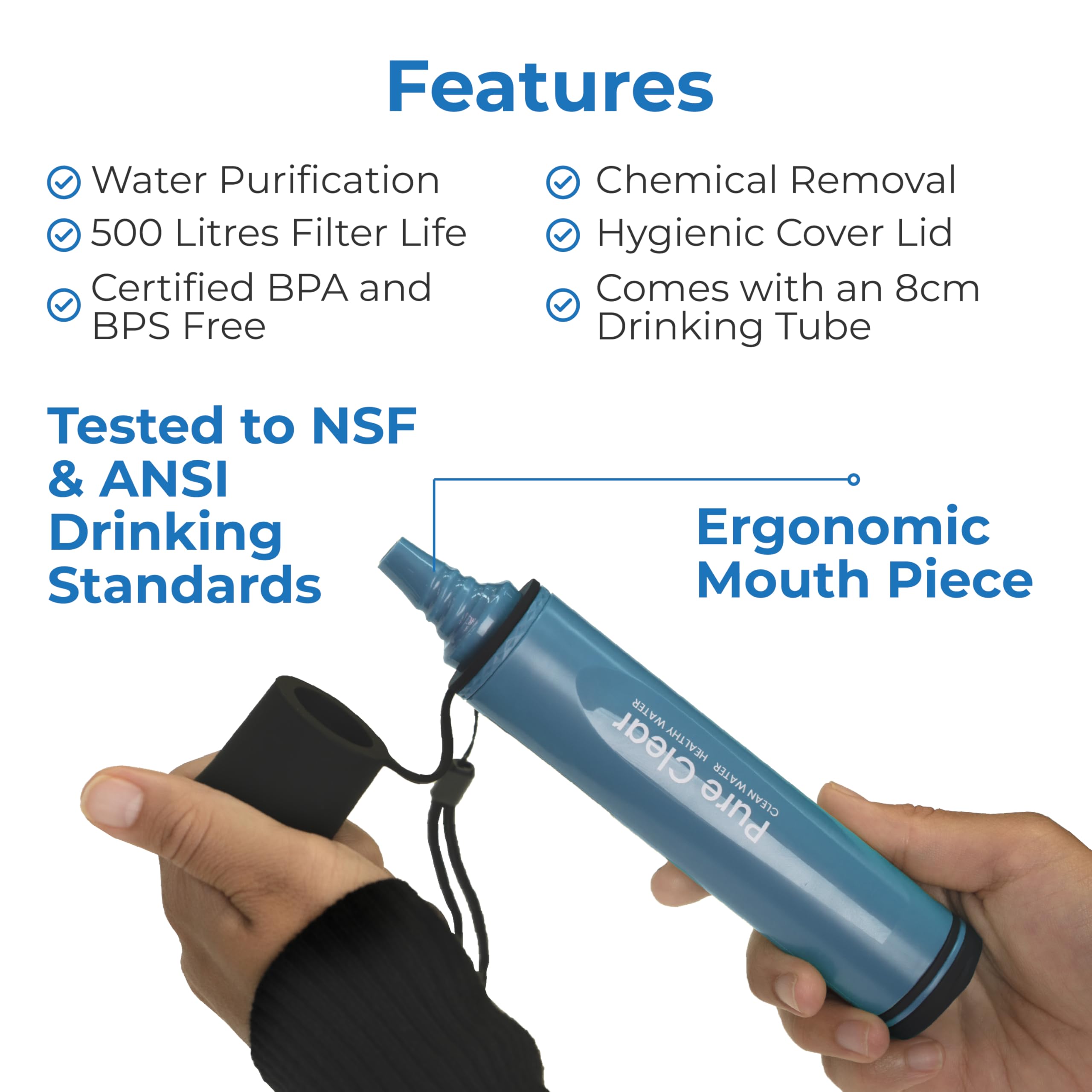 Pure Clear Life Filter Pro – Water Filter Straw Survival & Hiking 500 ...