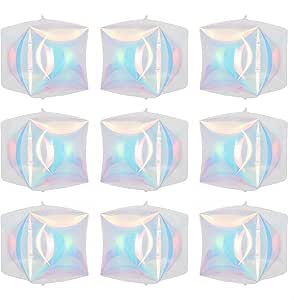 Amazon.com: 9Pcs Iridescent 4D Cube Ball Balloons 12 Inch/Holographic ...