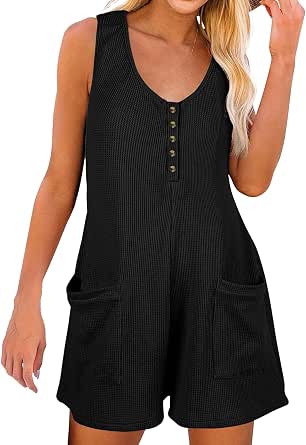 Amazon.com: Jaaytct Women's Summer Casual Sleeveless Rompers Scoop Neck ...