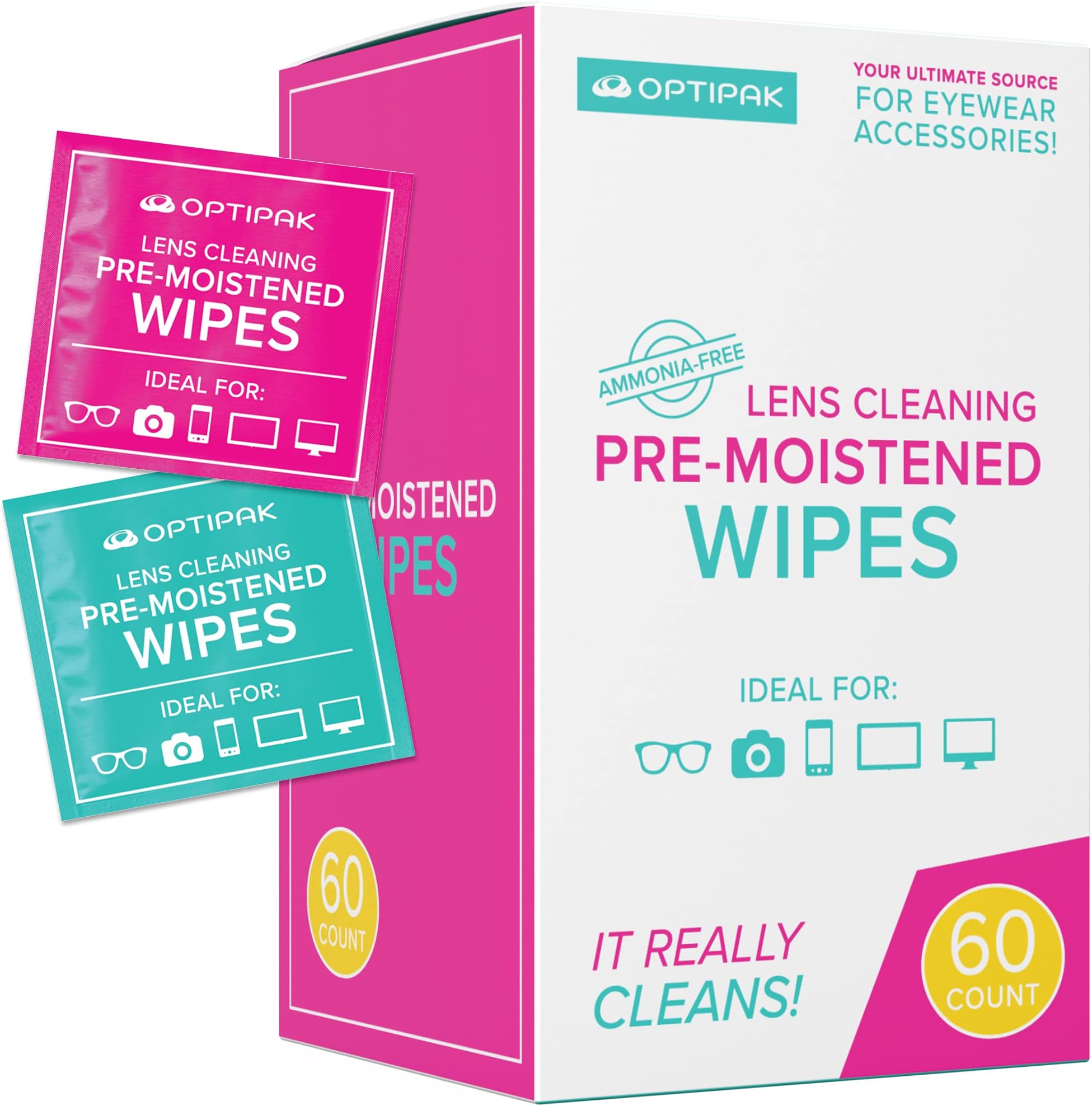 Amazon.com: OPTIPAK Pre-Moistened Wipes Glasses and Lens Cleaner ...