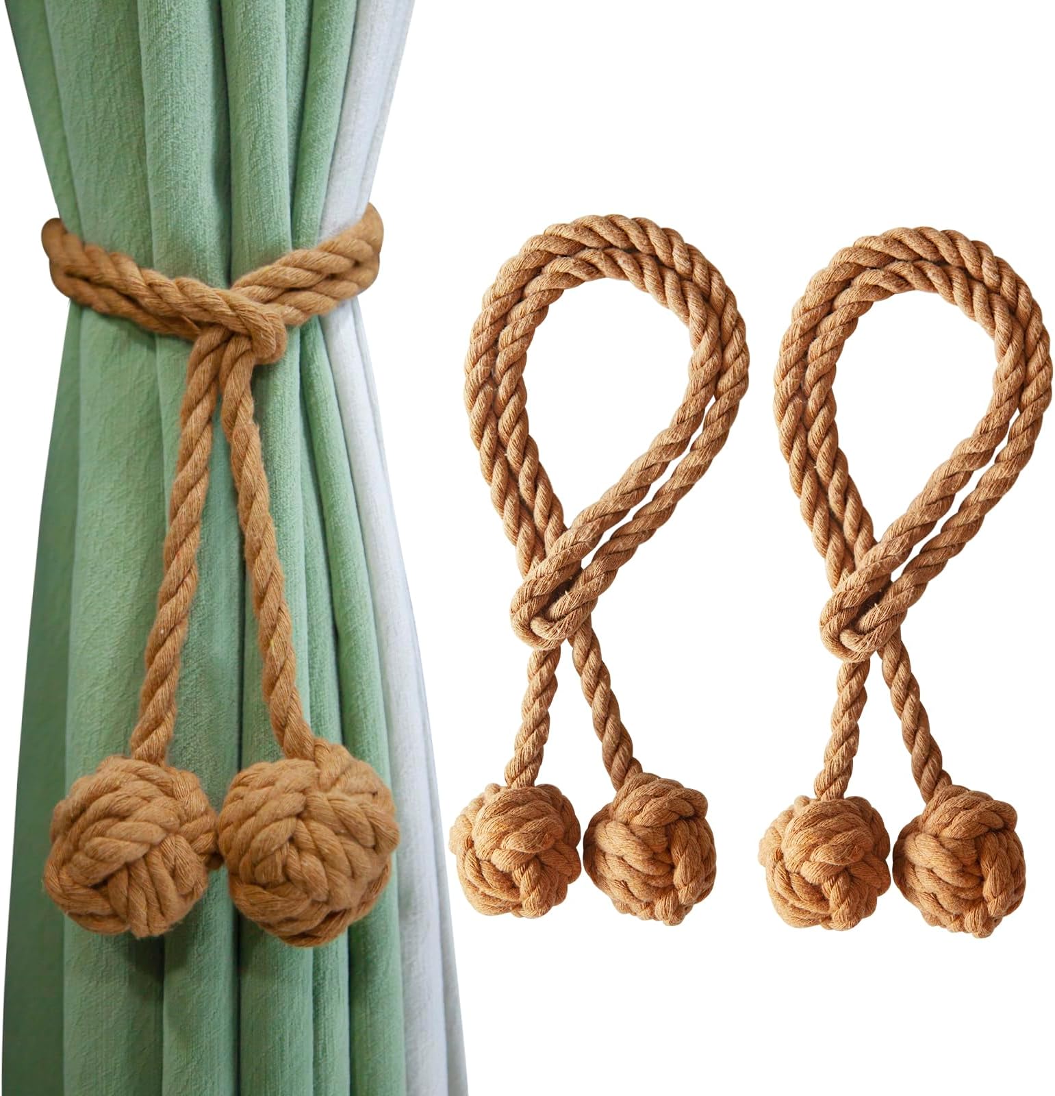 Amazon.com: Curtain Rope Tiebacks - Easy Knot Loop Connection - Holds ...