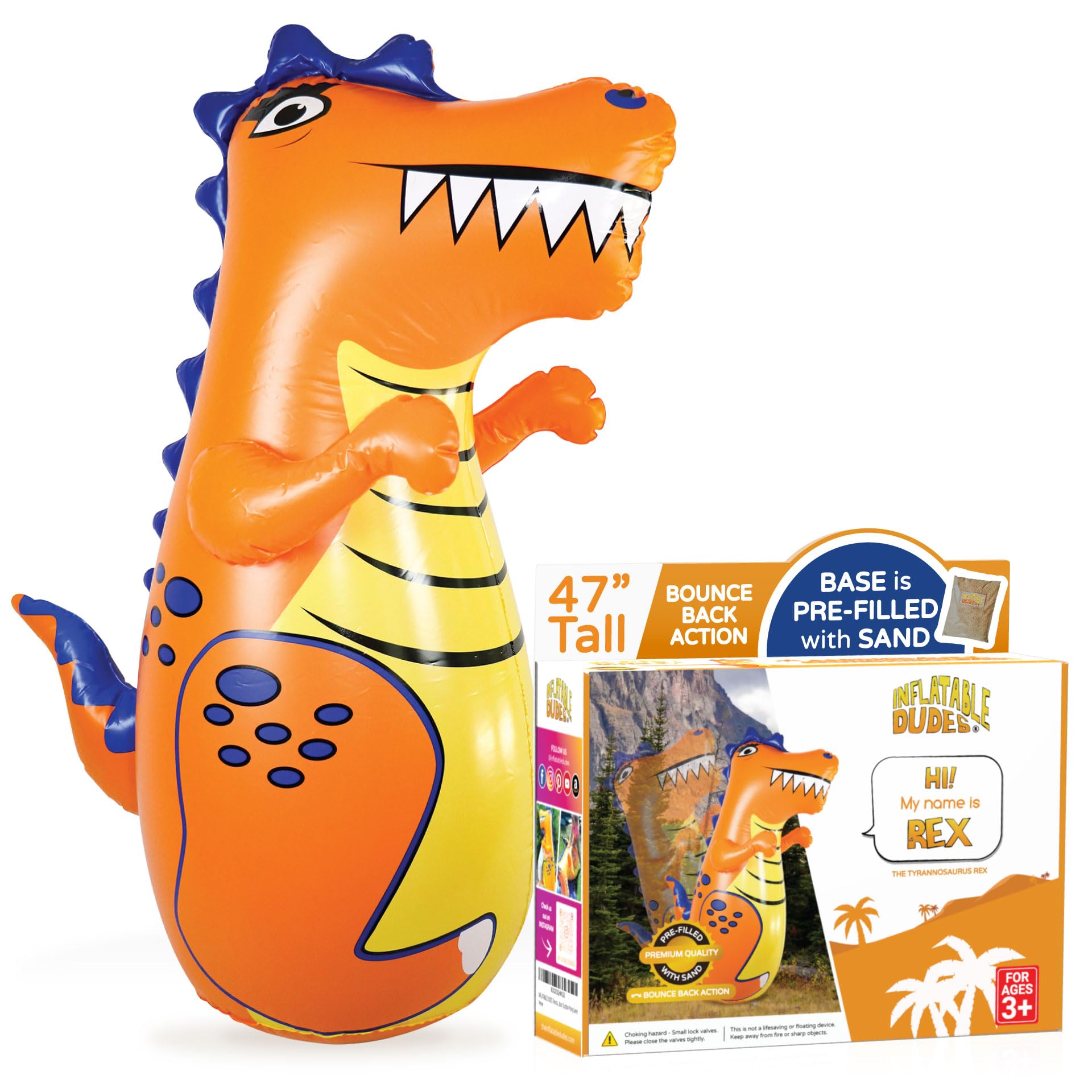 Snapklik.com : INFLATABLE DUDES Dinosaur 47 Inches - Kids Punching Bag ...