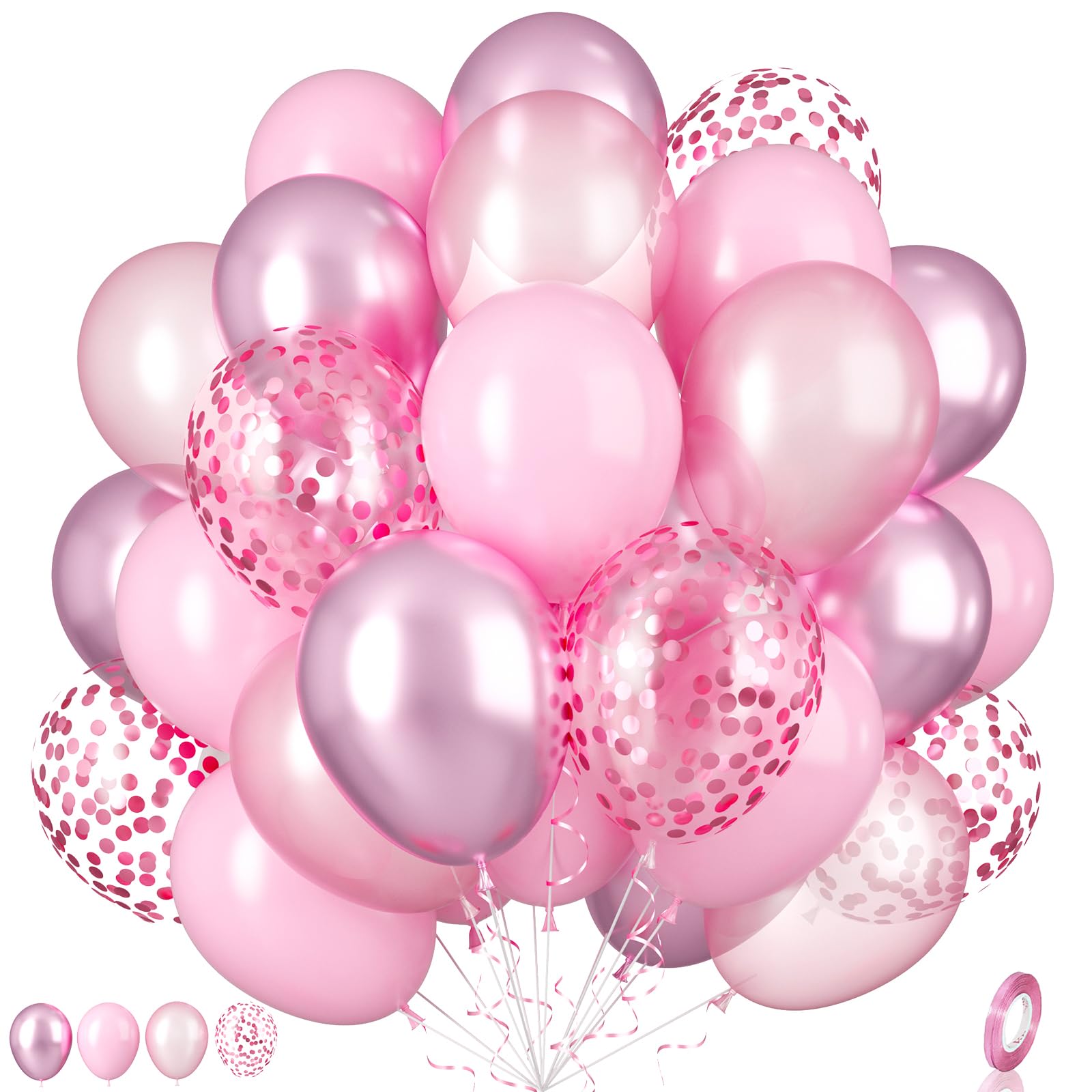 Amazon.com: Pink Balloons, 55Pcs Pastel Pink Party Balloons 12 Inch ...