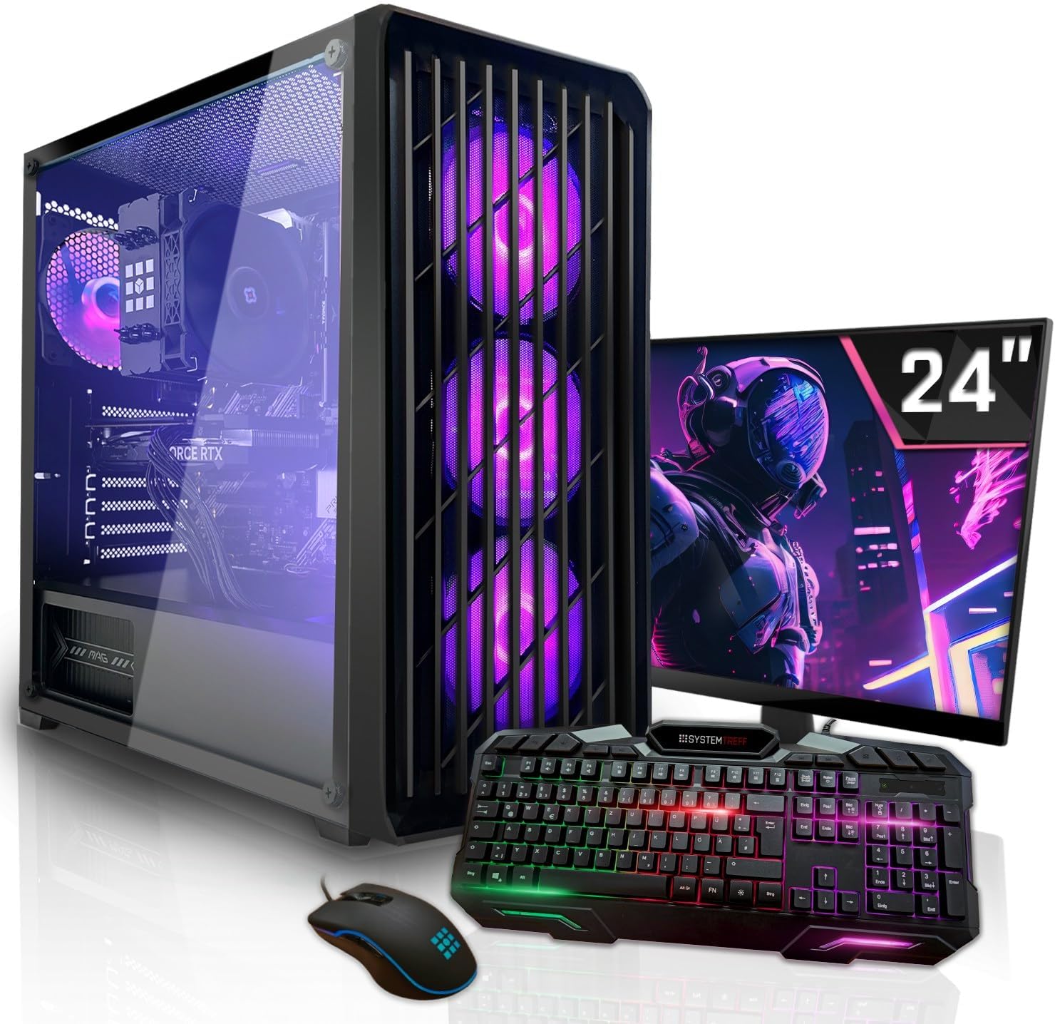 Megaport Komplett Set Gaming PC AMD Ryzen 5 5600 • 24" Monitor ...