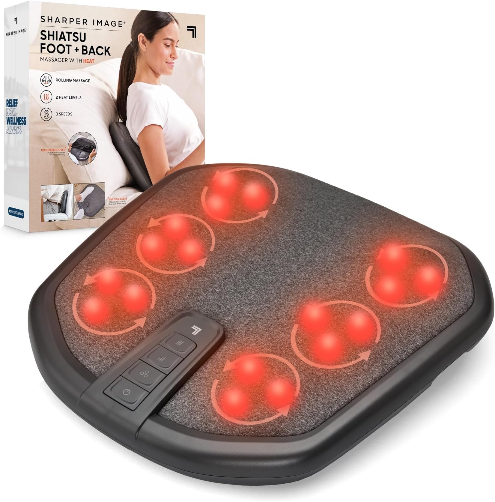 Amazon.com: Sharper Image® Shiatsu Foot + Back Massager with Heat ...