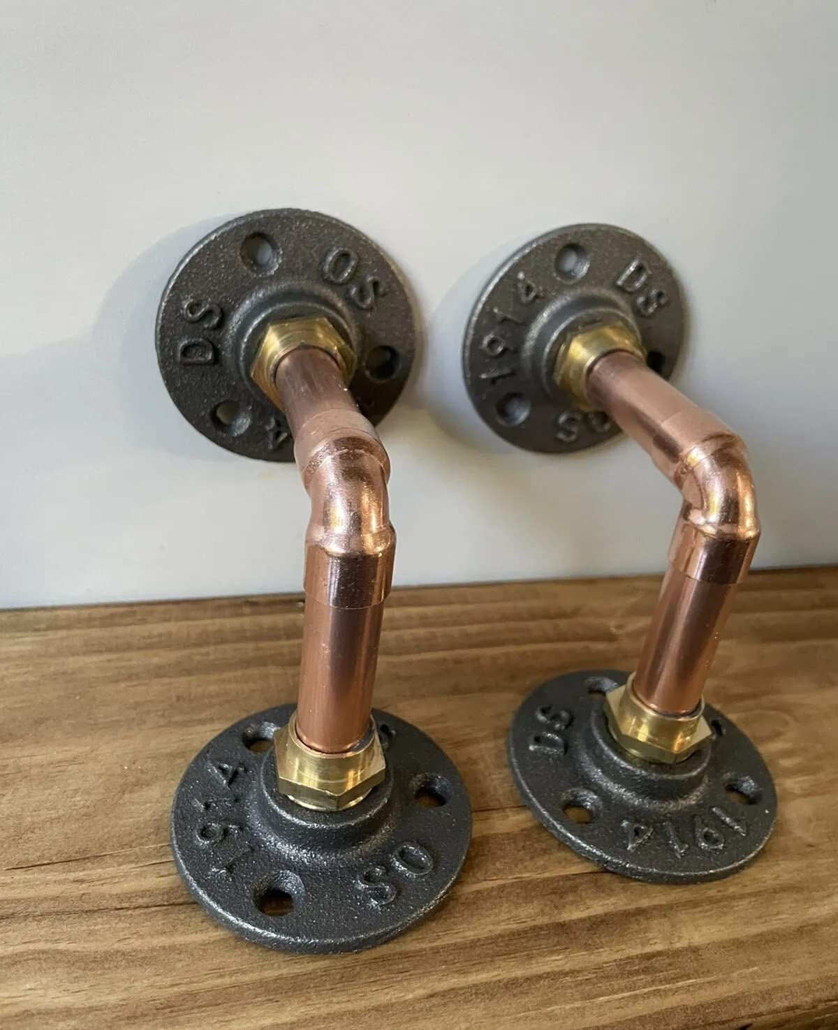 Set of 2 Copper Pipe Handcrafted Shelf Brackets | Wall Scaffold Shelves ...