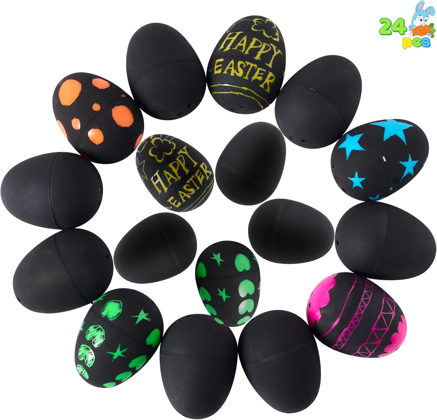 JOYIN 24 Pcs Easter Eggs Scratch, 2.3” Plastic Eggs with Scratchable ...