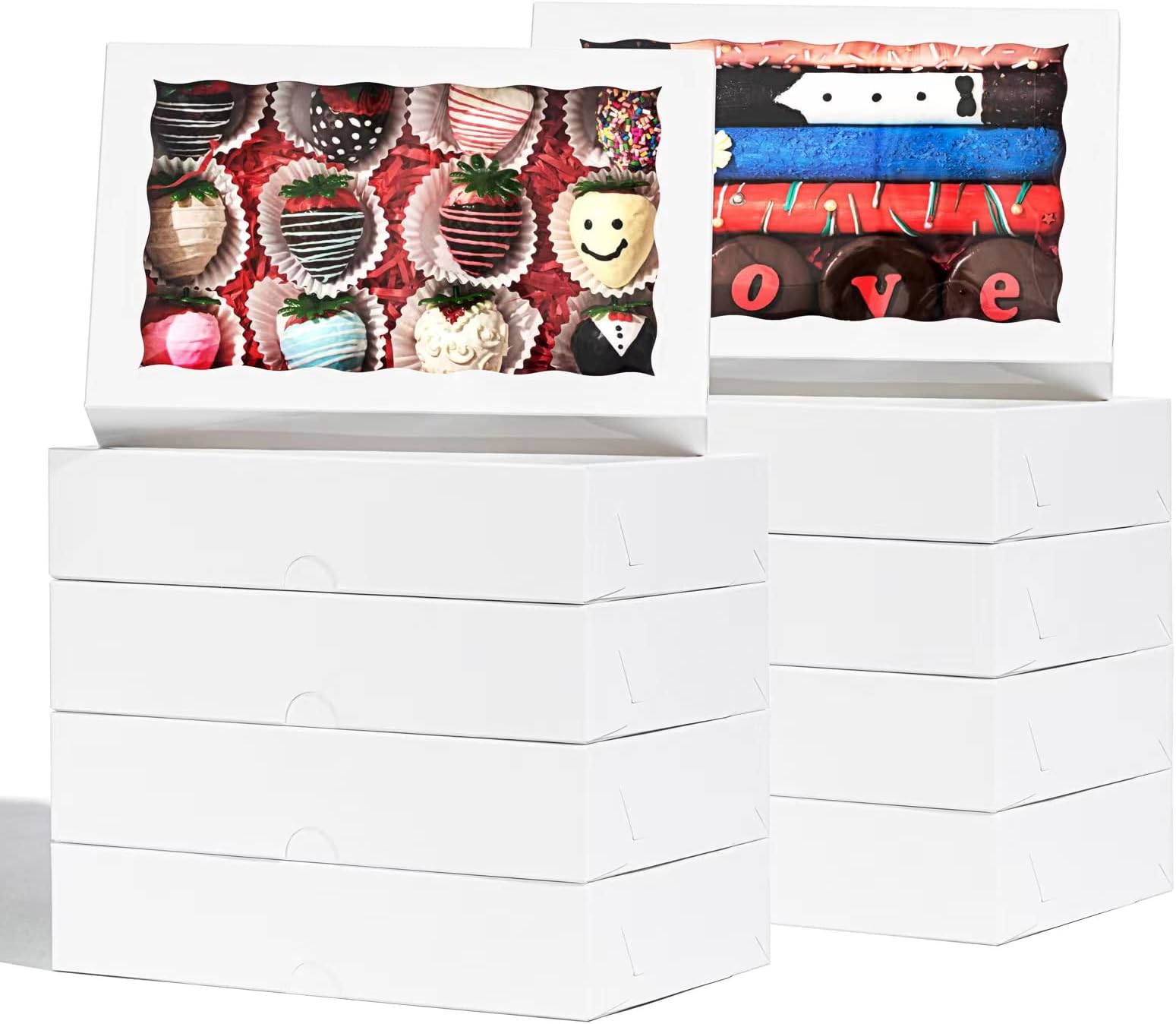 Amazon.com: SLShePack 24 PCS 9 ½" x 6" x 2" Cookies Bakery Boxes with ...
