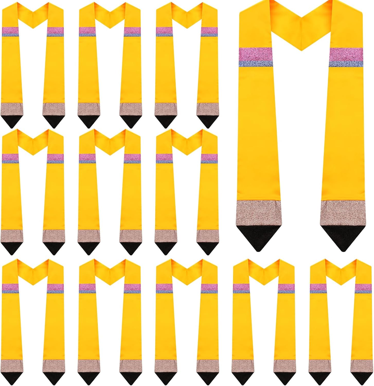Amazon.com: Retisee 12 Pcs Graduation Stole College Yellow Class of ...