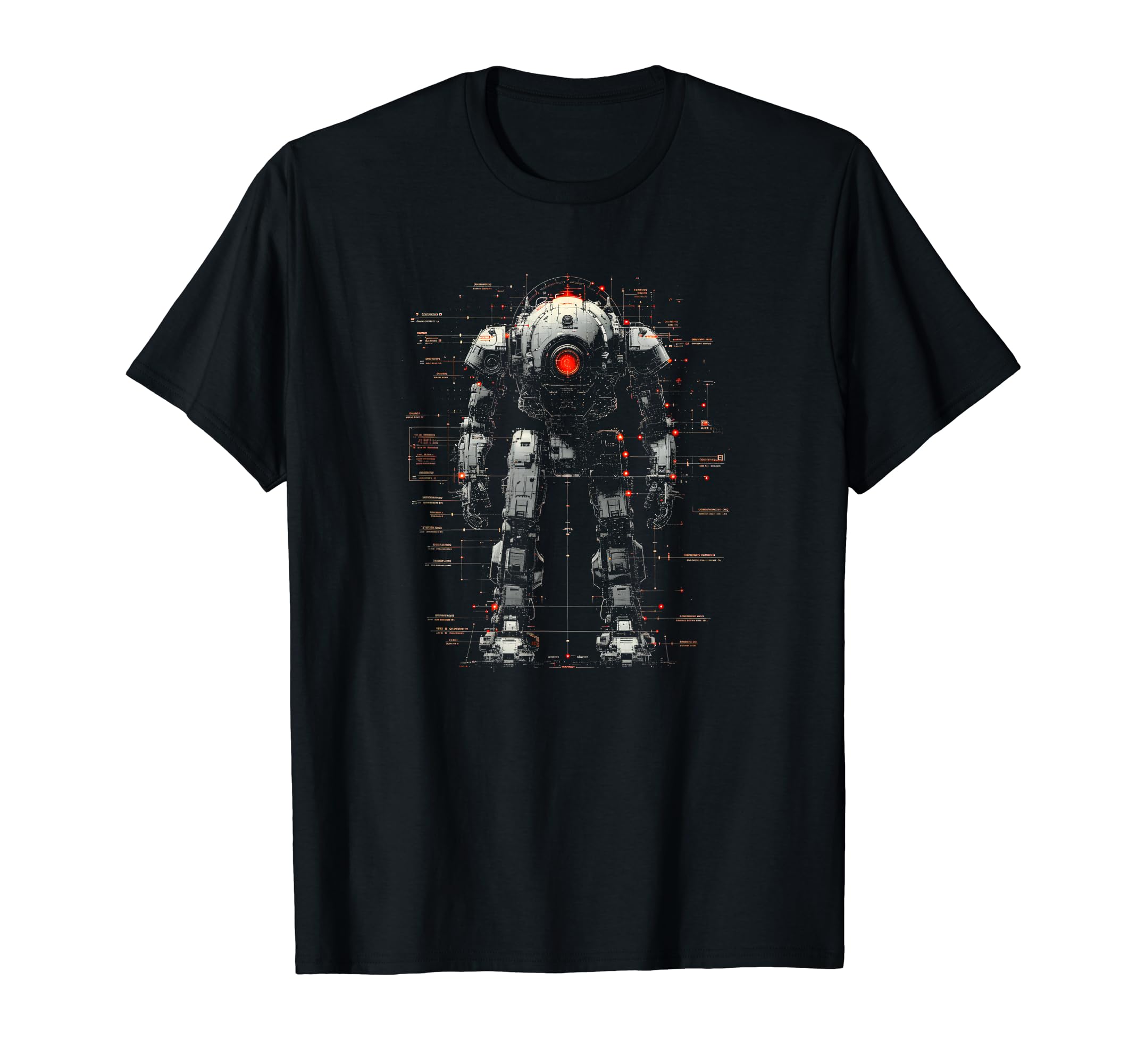 Amazon.com: Mech Warrior Blueprint Shirt Tech Robot Fighter T-Shirt ...
