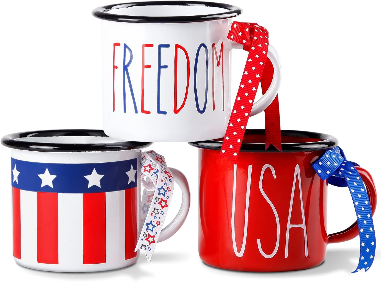 Amazon.com: Whaline 2Pcs Patriotic Mug 4th of July Ceramic Drinking Cup ...