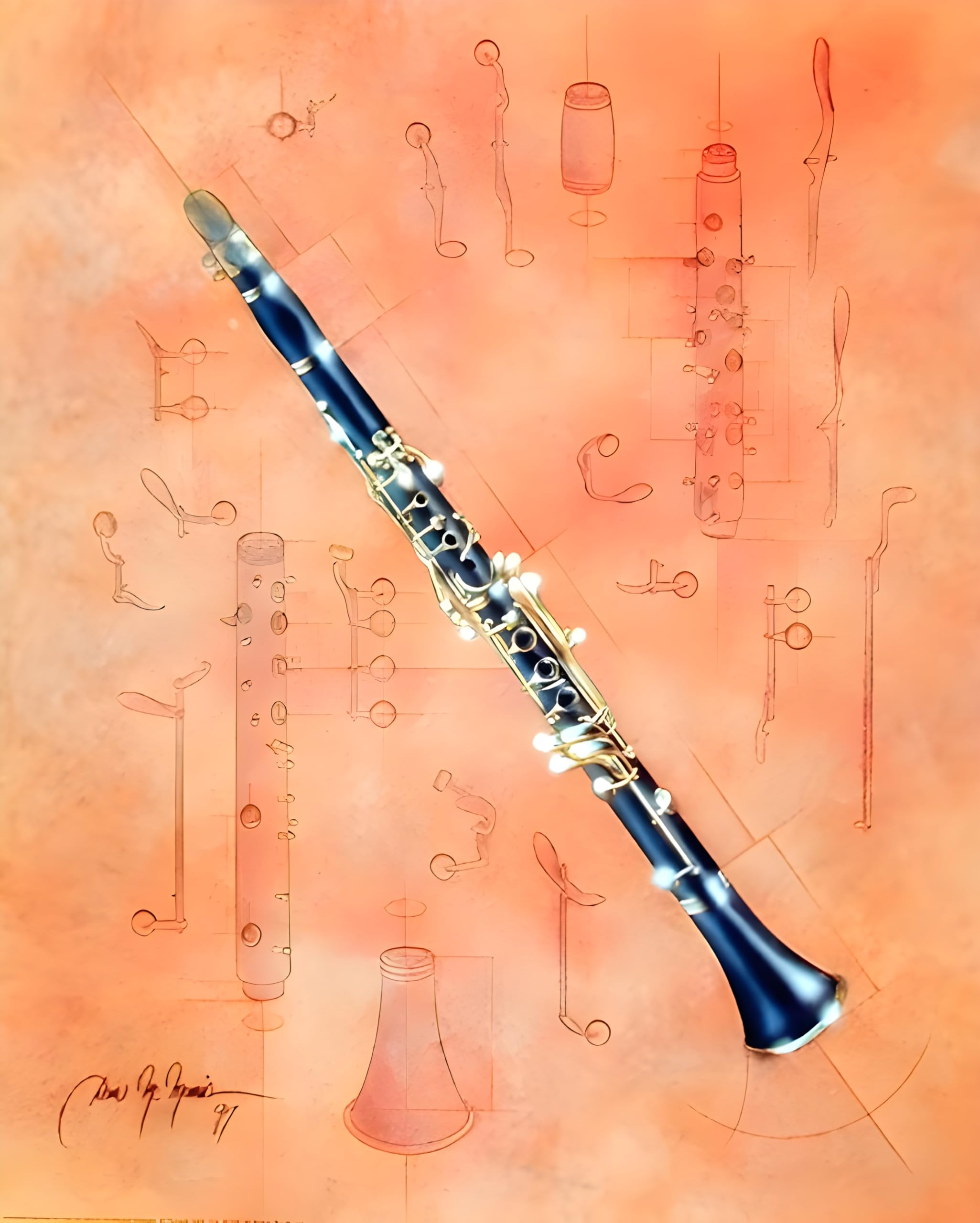 Amazon.com: Musical Instrument Clarinet Fine Arts Wall Decor Art Print ...