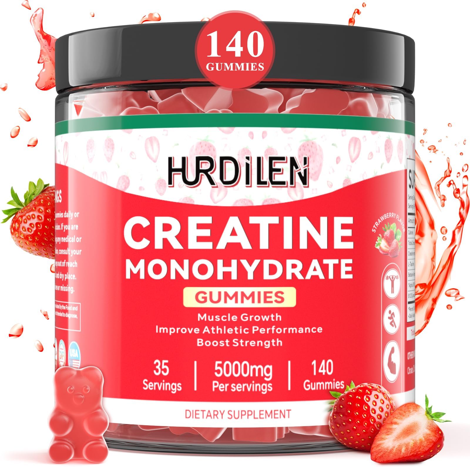 Amazon.com: 140 Count Creatine Monohydrate Gummies, 5000mg Creatine ...