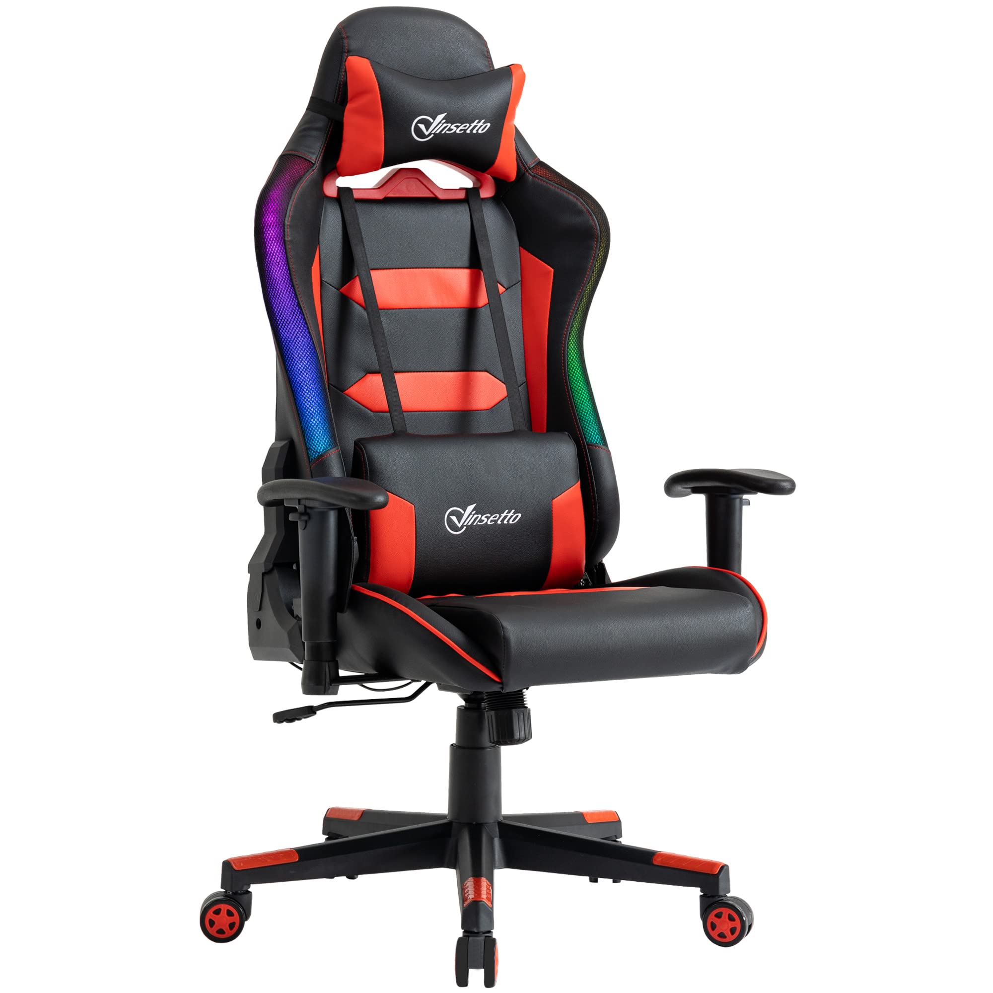 Vinsetto Racing Office Chair with RGB LED Light, Gaming Desk Chair with ...