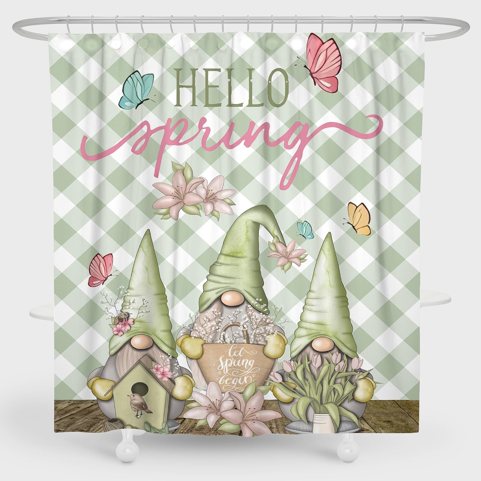 Amazon.com: Jztfrie Hello Spring Shower Curtain Curtains for Bathroom ...