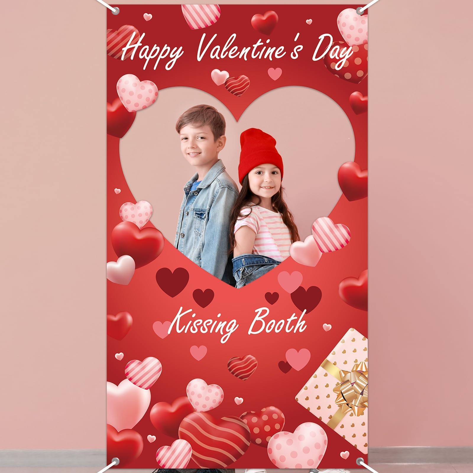 Amazon.com: Valentine Day Photo Prop Frame Pink Heart Selfie Photo ...