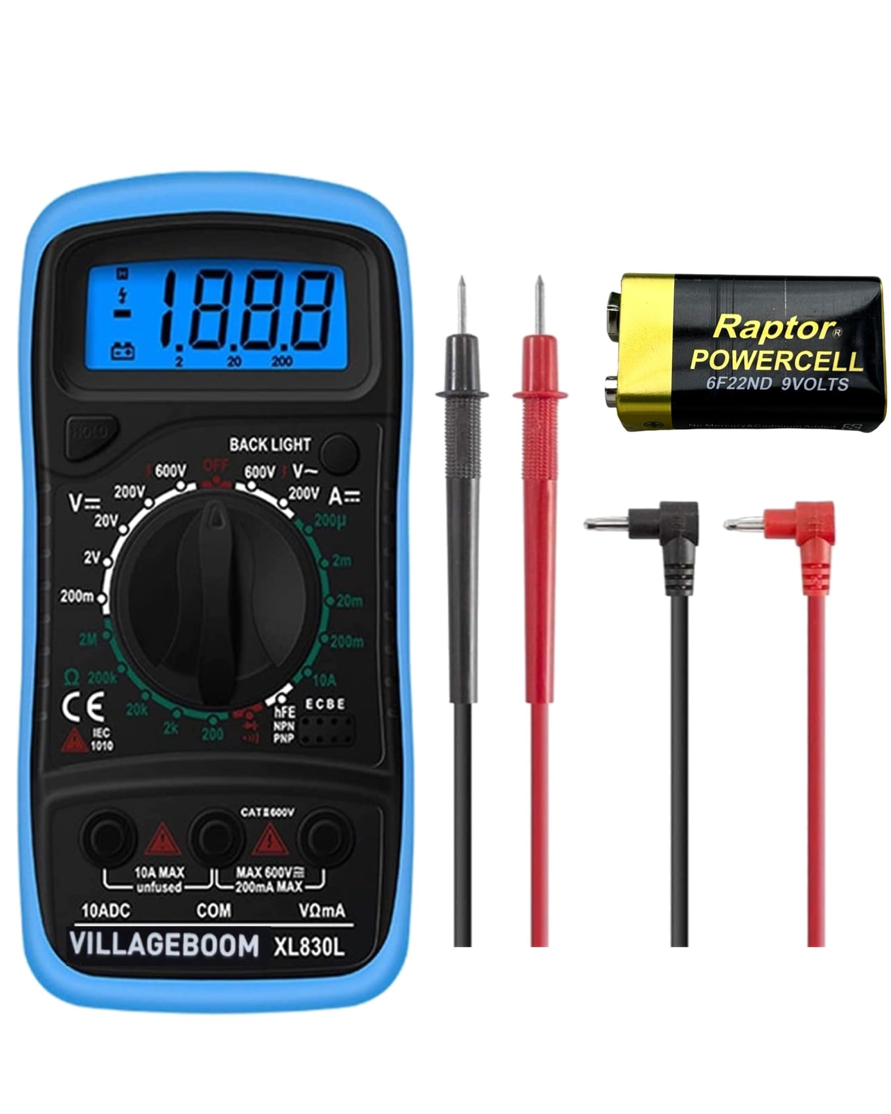 Villageboom Digital Multimeter | Voltmeter | Continuity Test | Voltage ...