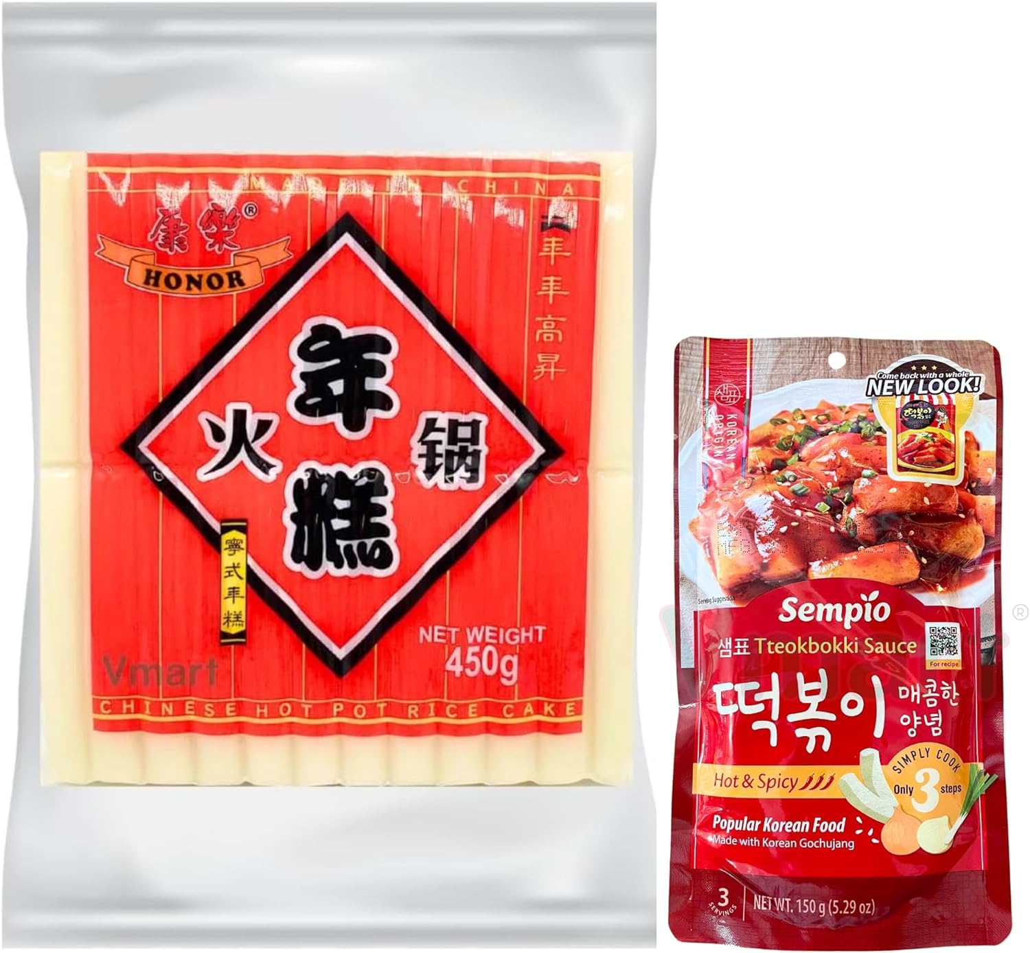 Honor Natural Original Rice Cake Tteokbokki Topokki 450g & Sempio ...