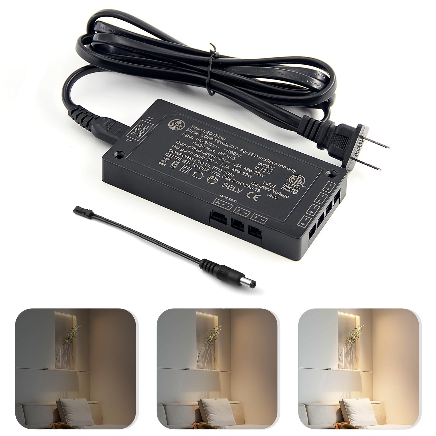 Amazon.com: VST LED Power Supply 100V-240V AC to 12V 22W DC, Low ...