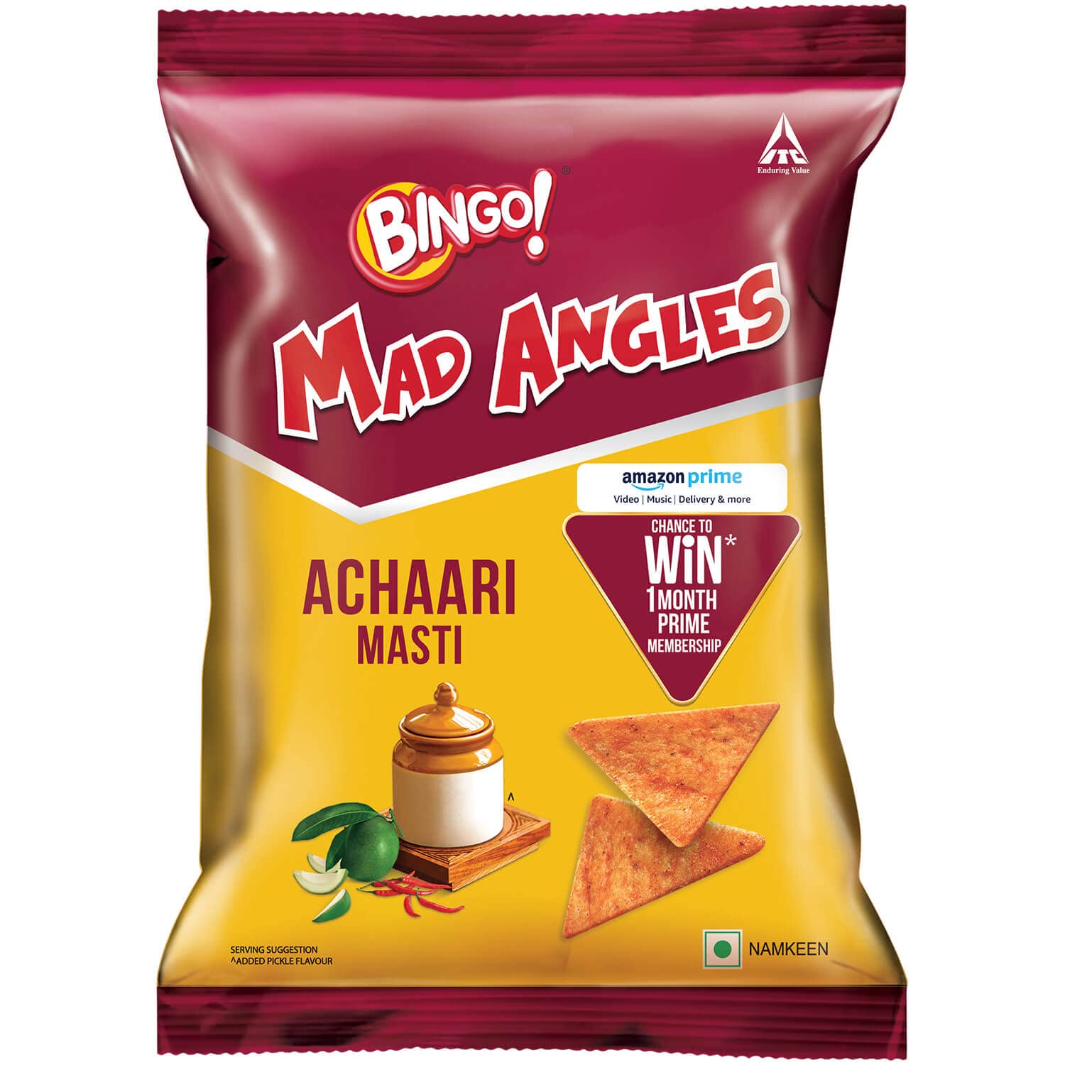 Buy Bingo! Mad Angles – Achaari Masti, 66g/72g/80g Pack, Crunchy ...