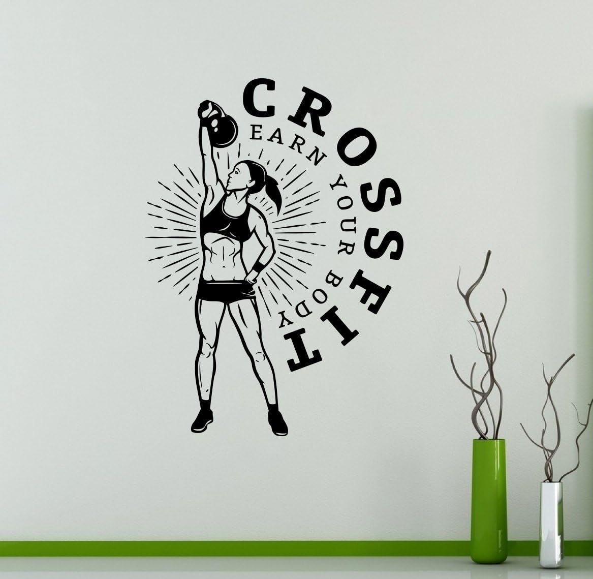 Fitness Wall Decal Crossfit Gym Vinyl Sticker Healthy Lifestyle Home ...